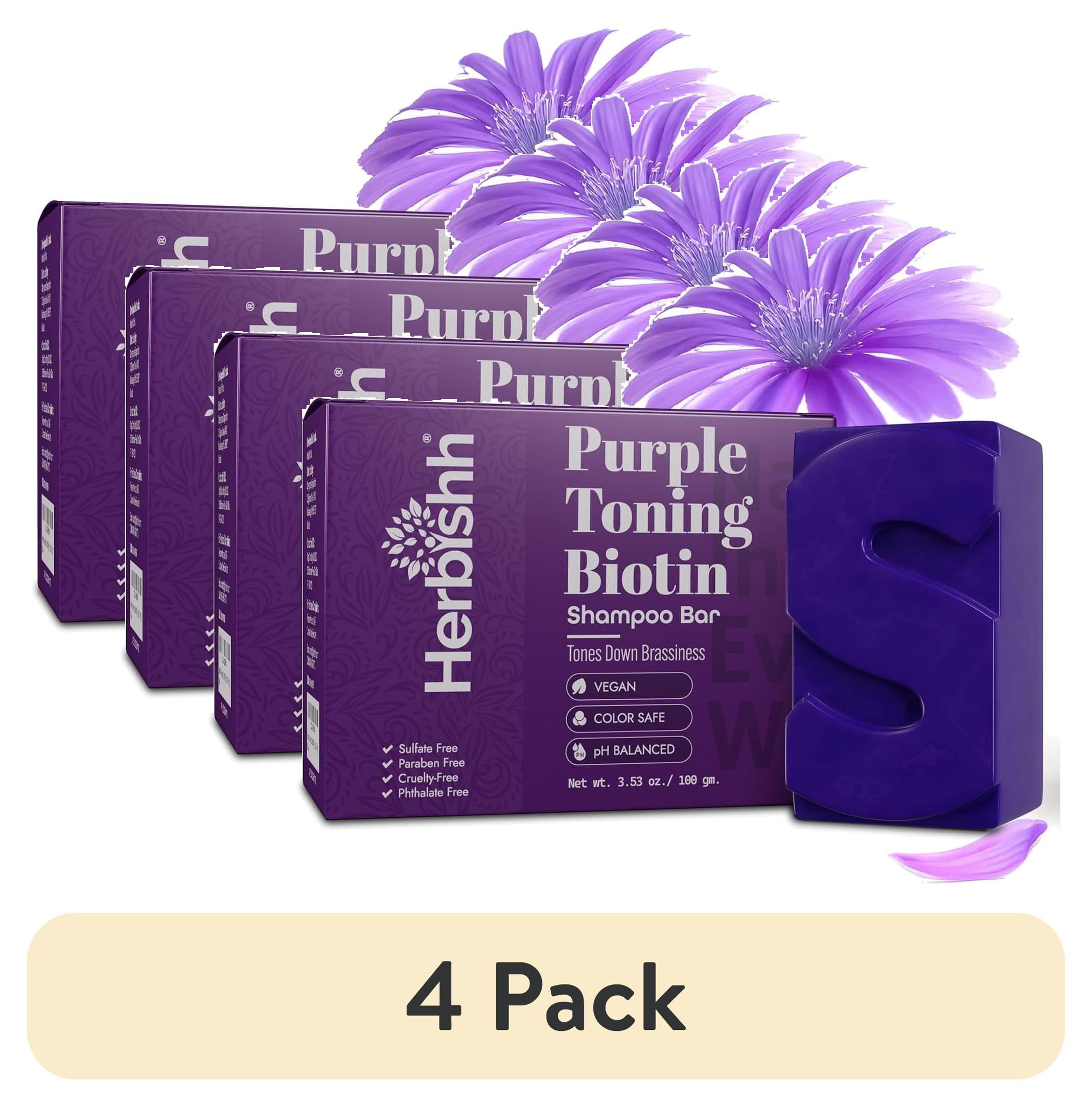 (4 pack) Herbishh Purple Shampoo Bar for Blonde Hair with Biotin ...