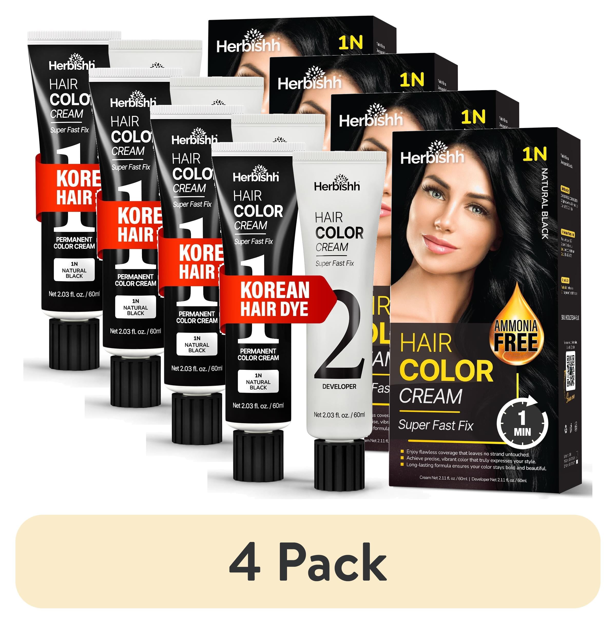 (4 pack) Herbishh Rapid Infusion Hair Color Cream – 1N Natural Black ...