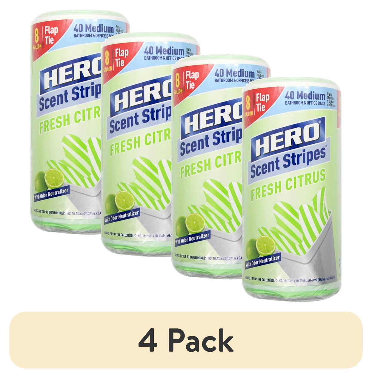 (4 pack) Hero Scent Stripes 8-Gallon, Citrus Scented, Medium Flap Tie ...