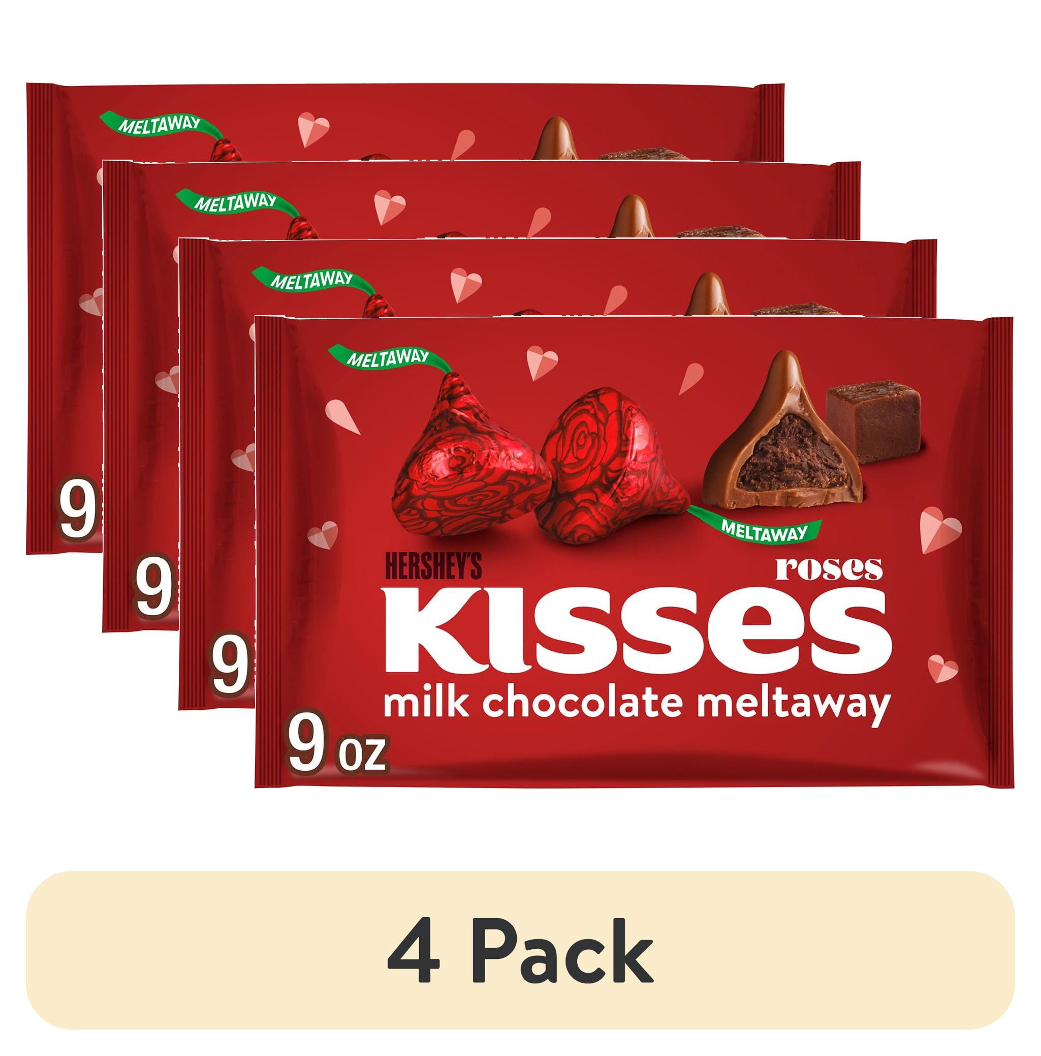 (4 pack) HERSHEY'S KISSES Milk Chocolate Meltaway, Valentine's Day ...