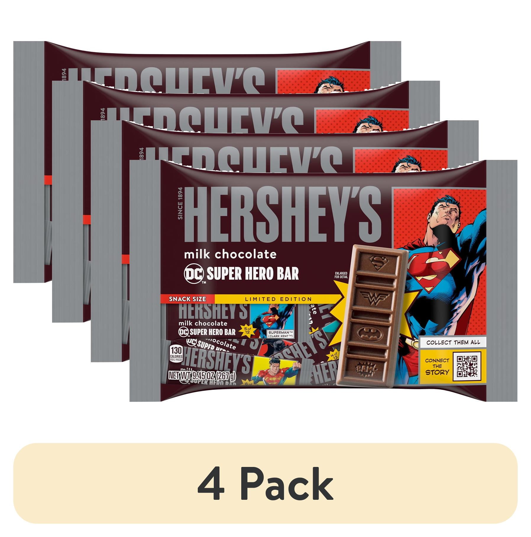 (4 pack) Hershey's Milk Chocolate Snack Size DC Super Hero, Halloween ...