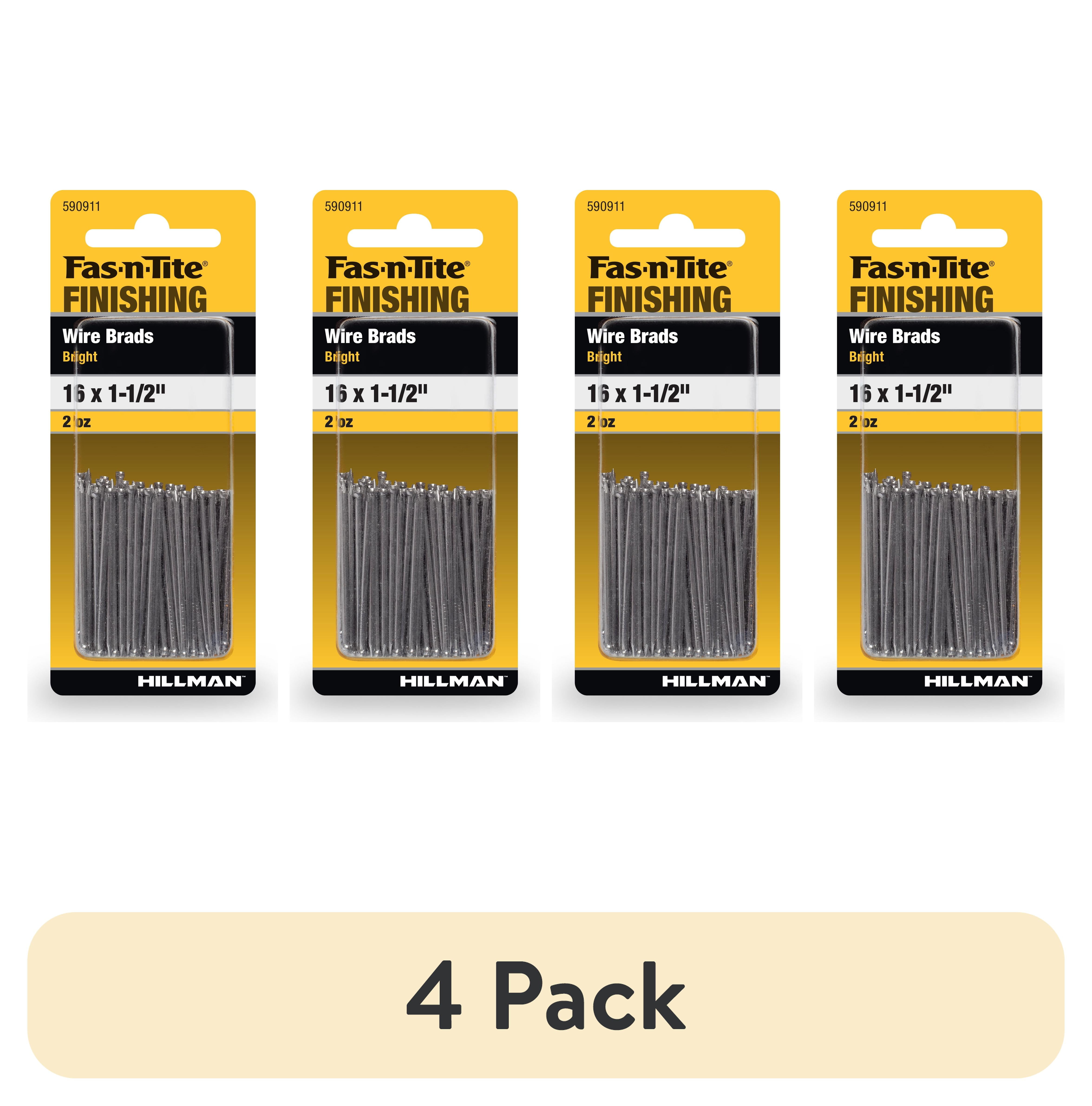 (4 pack) Hillman Fast-N-Tite 1.5X16" Bright Wire Nails, Steel, Interior ...