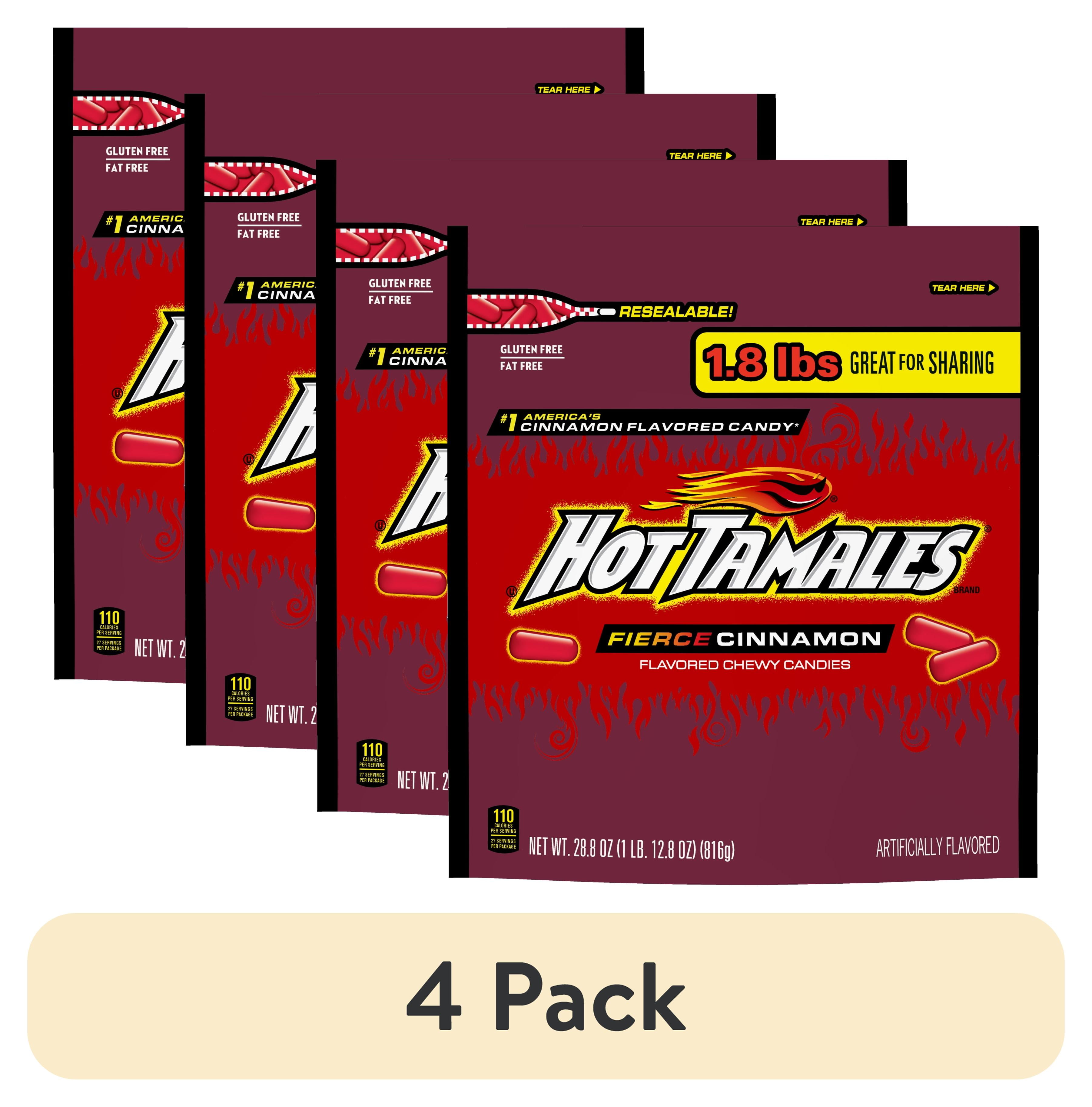 (4 pack) Hot Tamales Fierce Cinnamon Chewy Candy, 28.8 ounce Stand Up ...