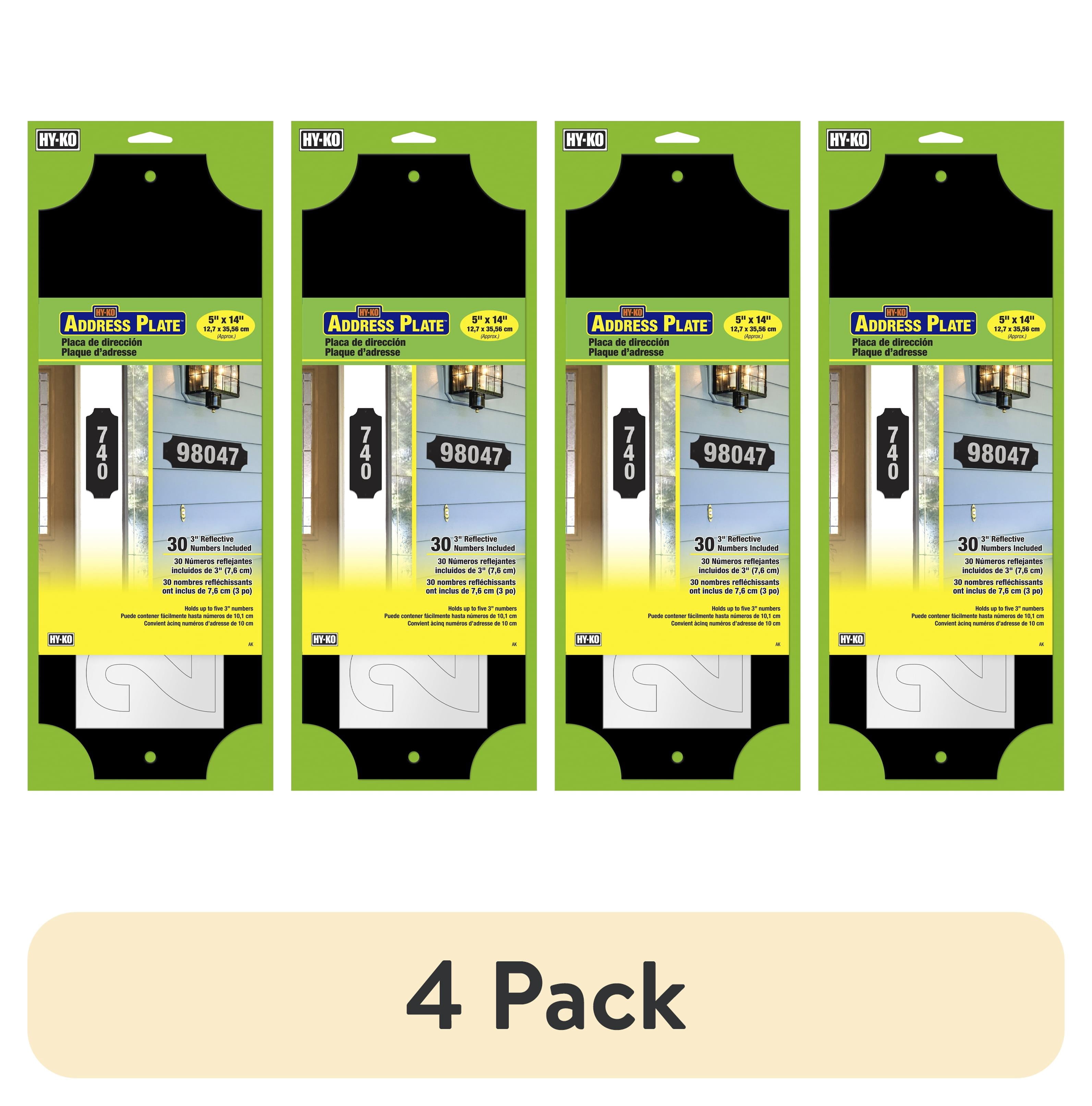 (4 pack) Hy-Ko Black Plastic House Number Plate Kit, 30 Reflective ...