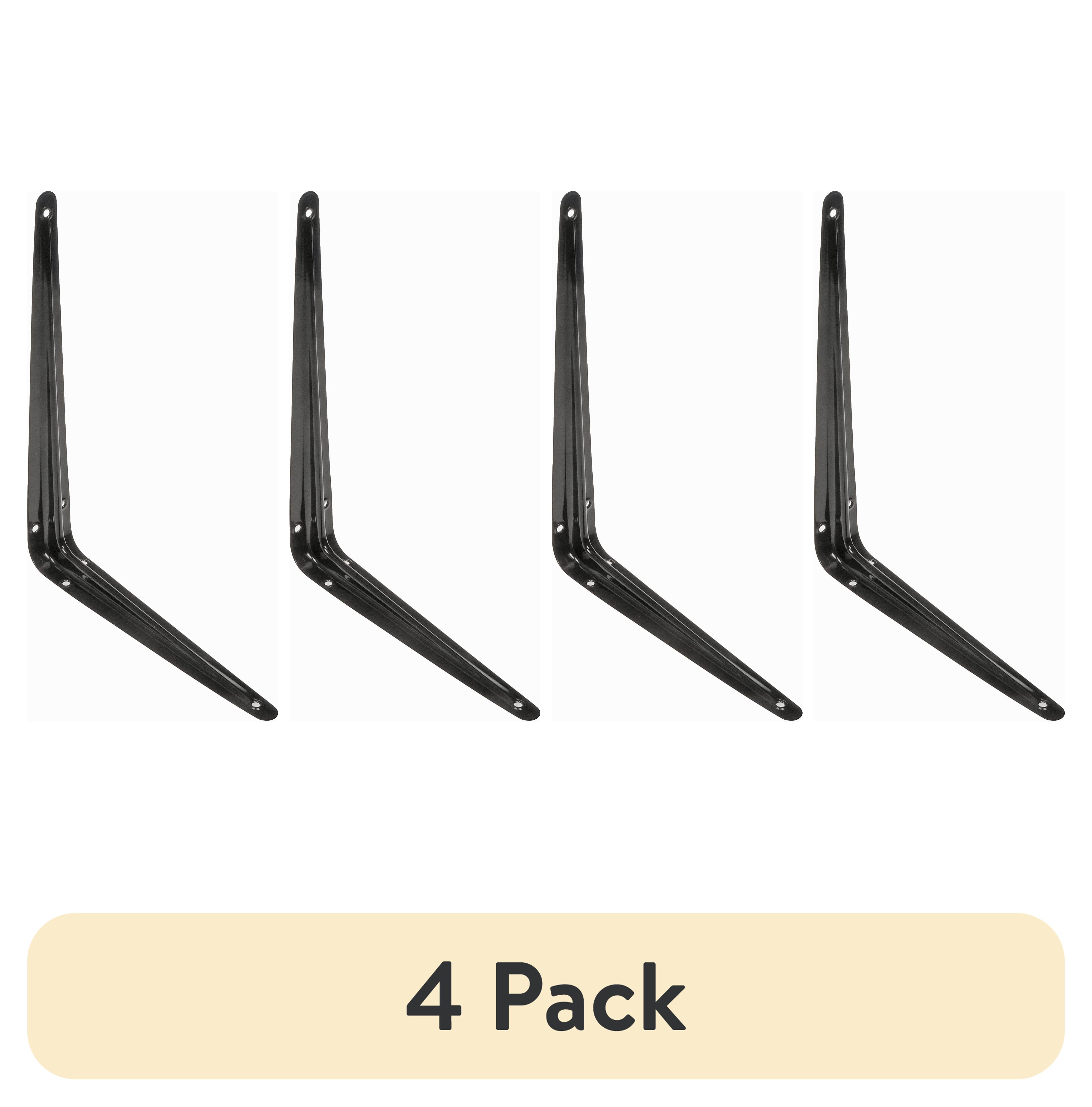 (4 pack) Hyper Tough 10" x 12" Shelf Bracket, Black, Pre-Drilled Holes ...