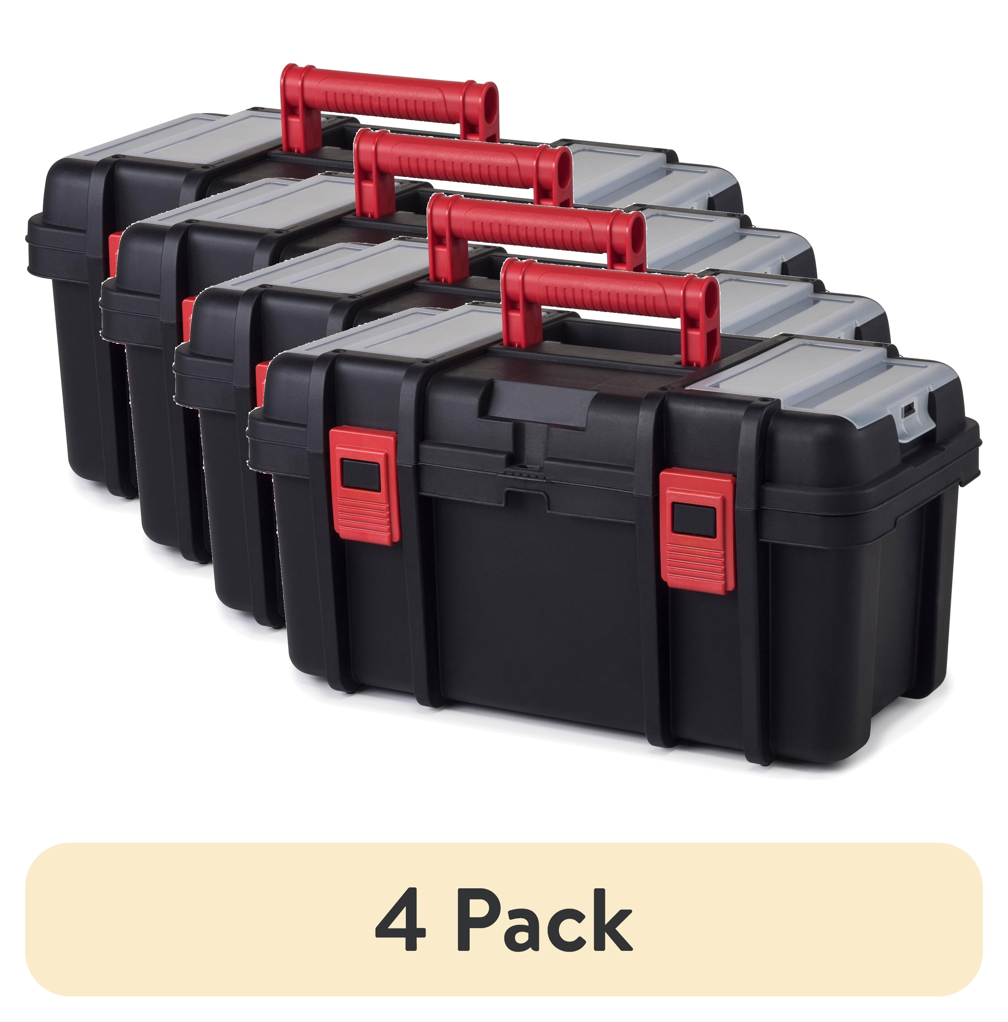 (4 pack) Hyper Tough 19-inch Toolbox, Plastic Tool and Hardware Storage ...