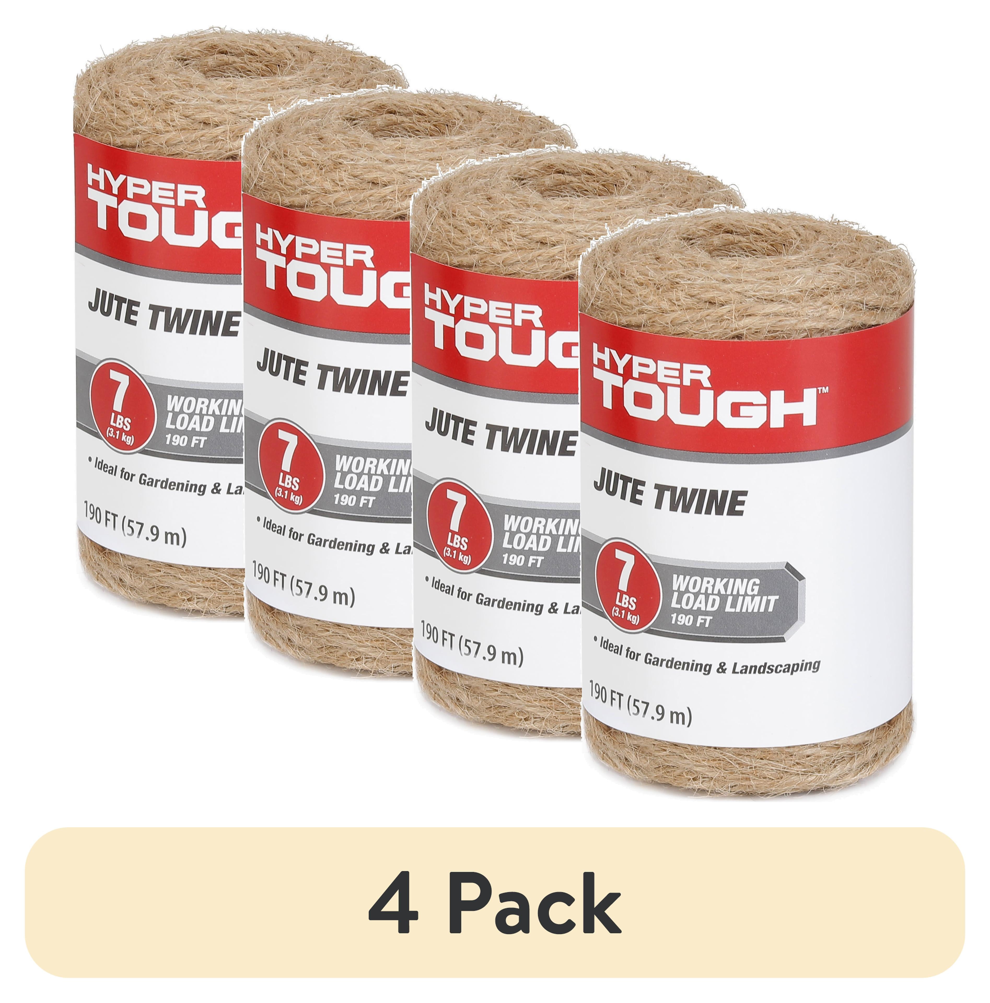 (4 pack) Hyper Tough 190' Jute Twine Natural, 7 lb Working Load Limit ...