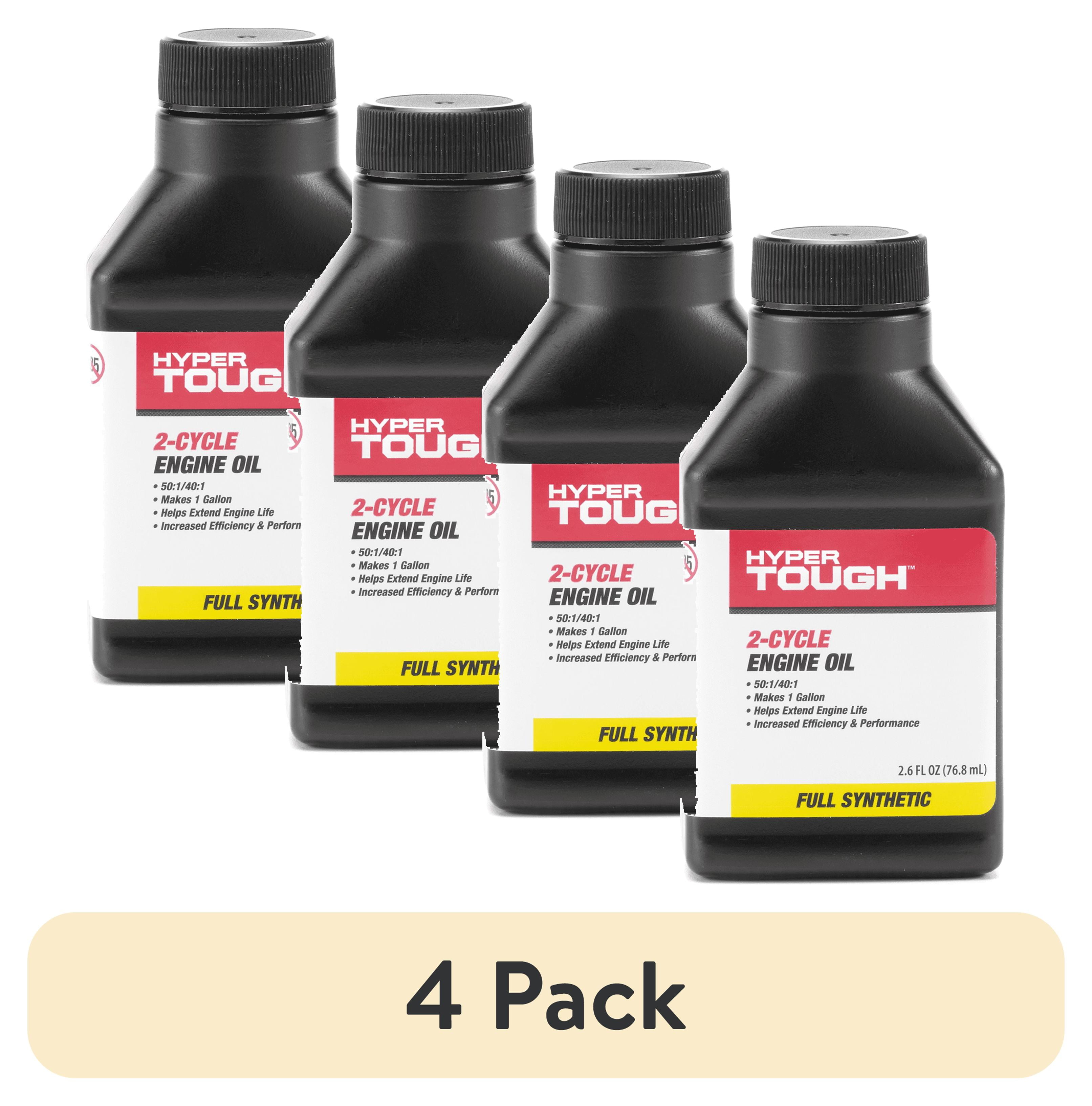 Hyper Tough 4 Pack 2.6oz Full Synthetic 2-Cycle Oil for Gas Engines ...