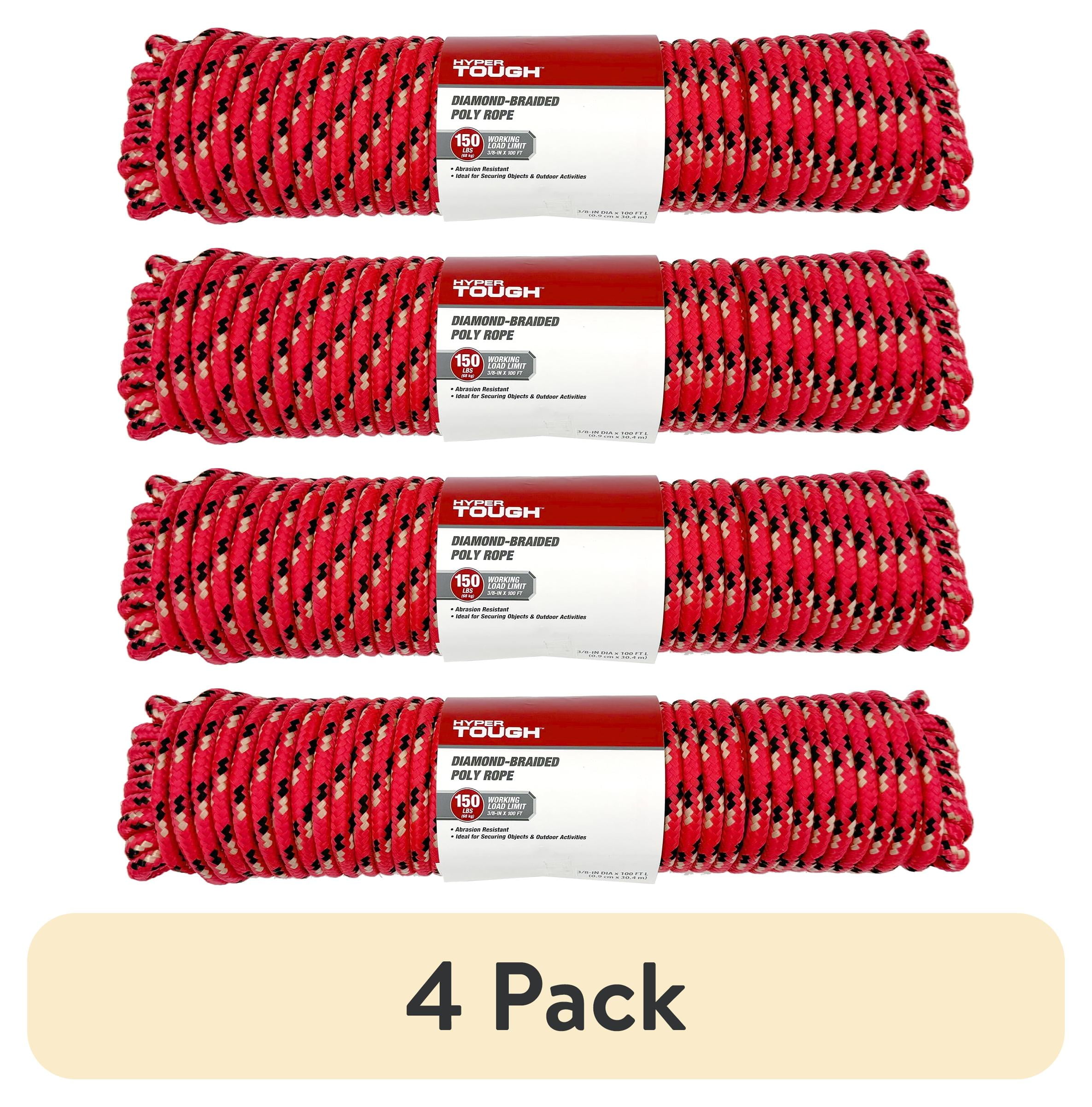 (4 pack) Hyper Tough 3/8 inch x 100 feet Red Diamond Braided ...