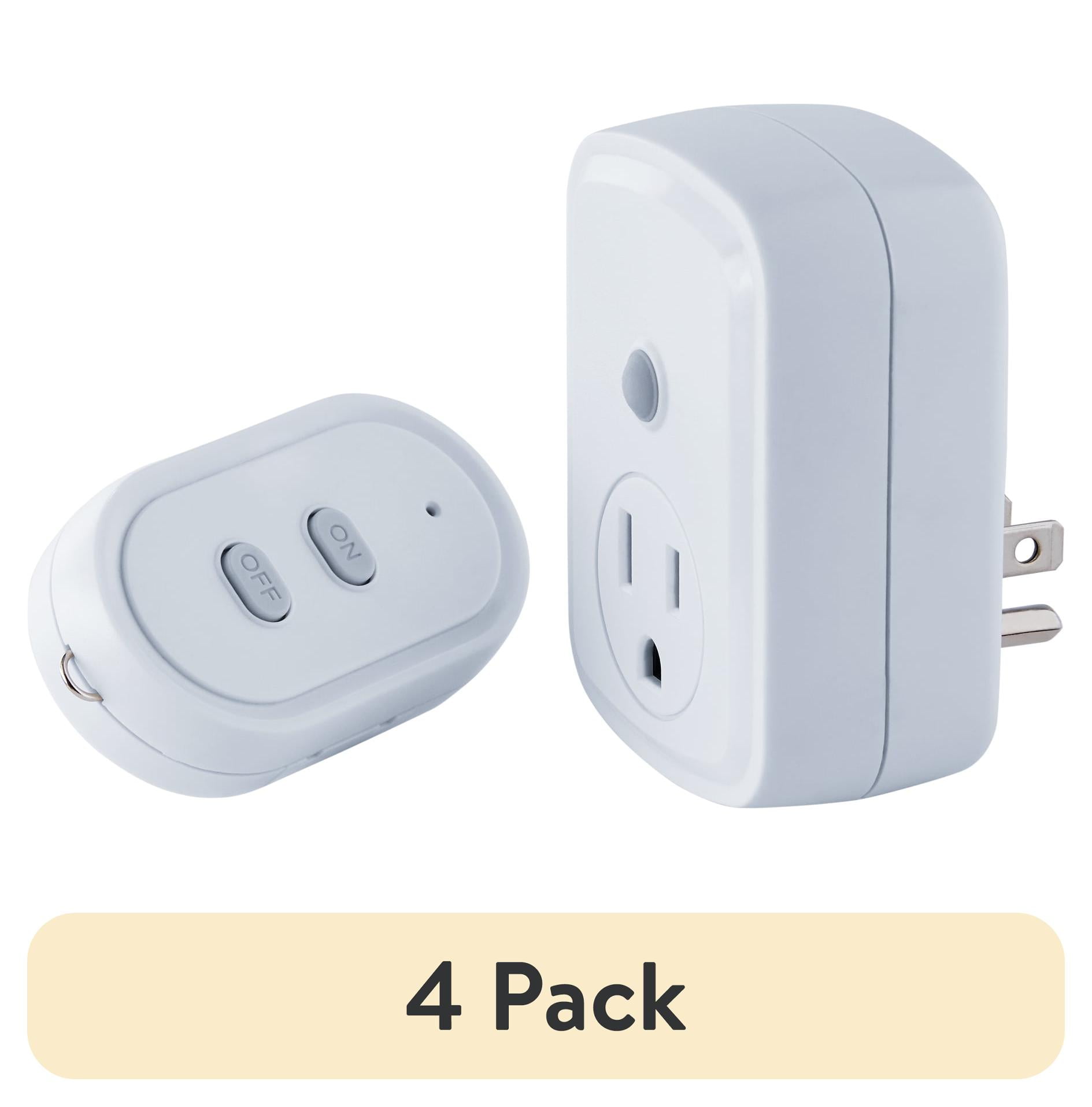 (4 pack) Hyper Tough Indoor 1-Outlet Wireless Remote Control, White ...