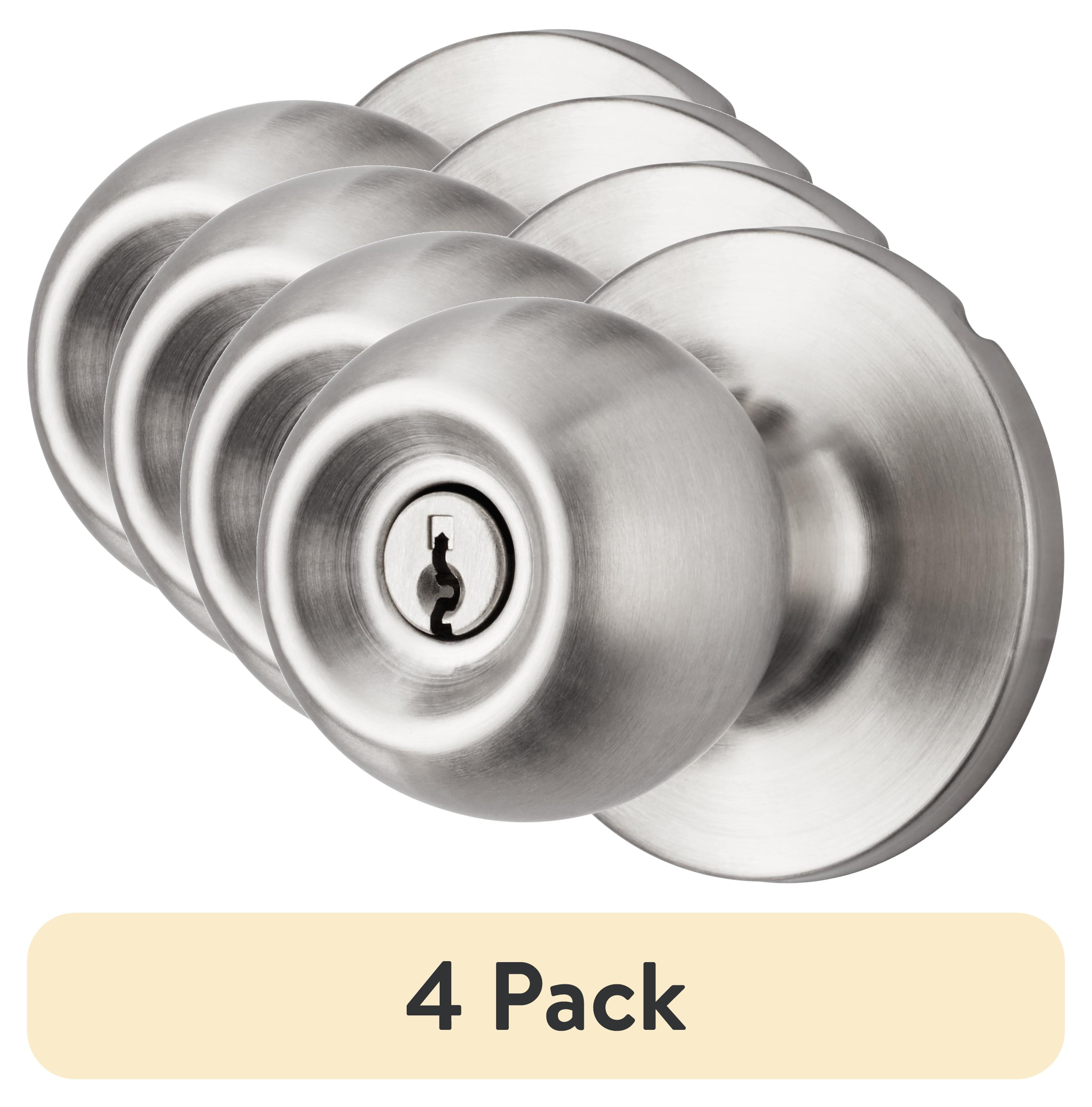 (4 pack) Hyper Tough Keyed Entry Ball Locking Doorknob Stainless Steel ...