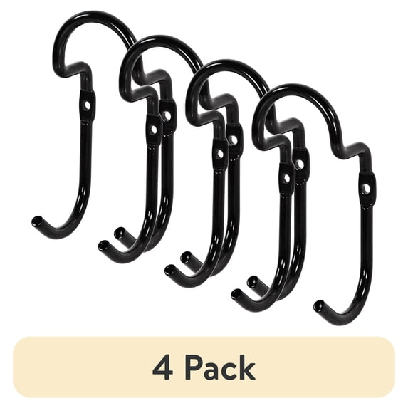 (4 pack) Hyper Tough Wall Mounted Steel Extended Hook, Black, 2.25 in x ...