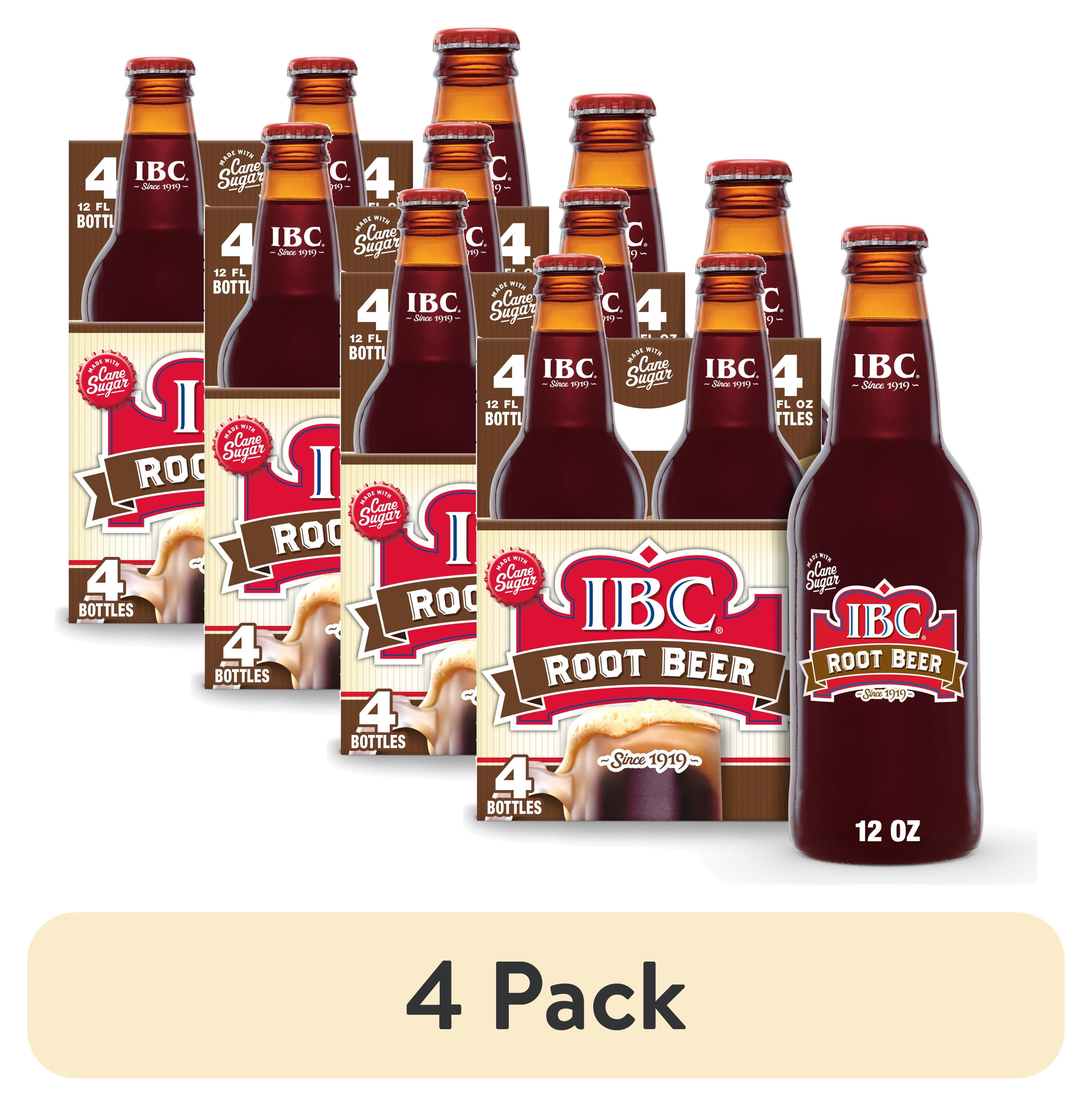 (4 pack) IBC Root Beer Made with Sugar Glass Bottles, 12 Fl Oz, 4 Count ...