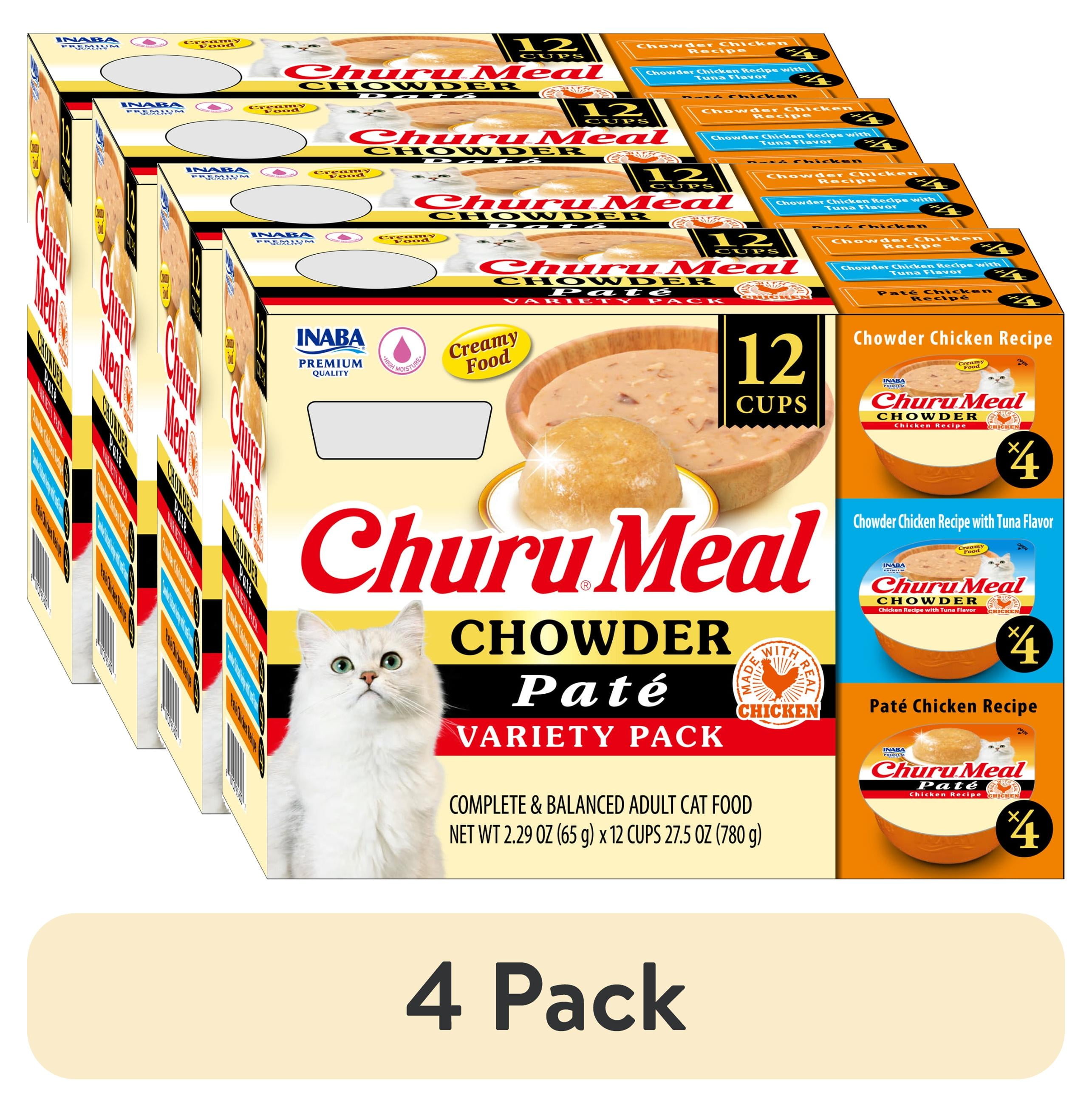 (4 pack) INABA Churu Meal Chowder Adult Wet Cat Food, 2.29 oz cup, 12 ...
