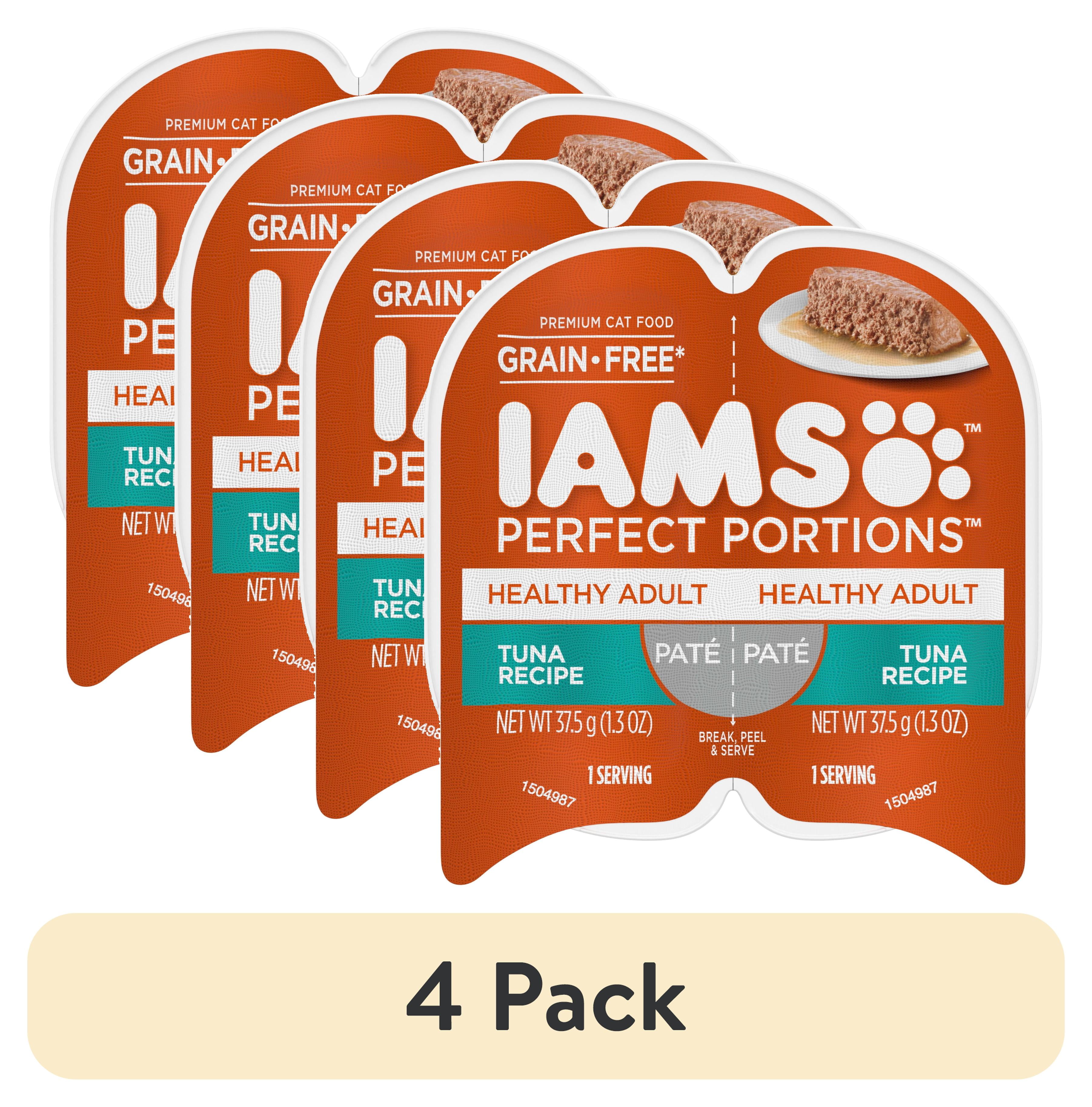 (4 pack) Iams Perfect Portions Pate Tuna Recipe Healthy Adult Cat Food ...