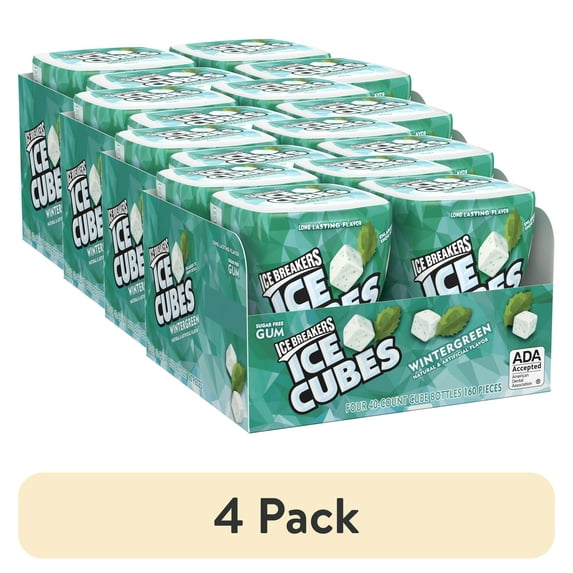 (4 pack) Ice Breakers, Ice Cubes Wintergreen Gum, 3.24 Oz (Pack of 4 ...
