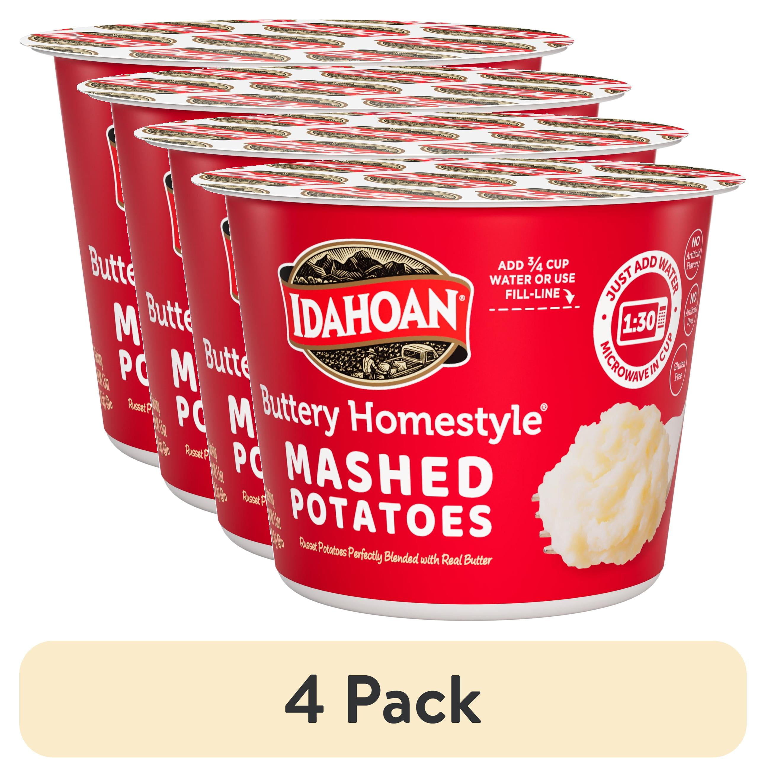 (4 pack) Idahoan Buttery Homestyle Mashed Potatoes Cups, 1.5 oz ...