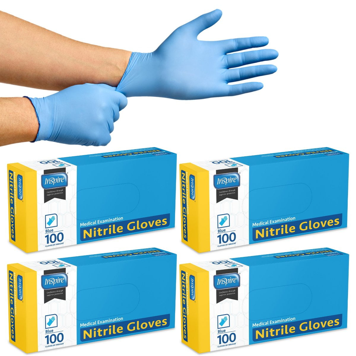 (4 pack) Inspire Nitrile Exam Gloves | THE ORIGINAL Quality Stretch ...
