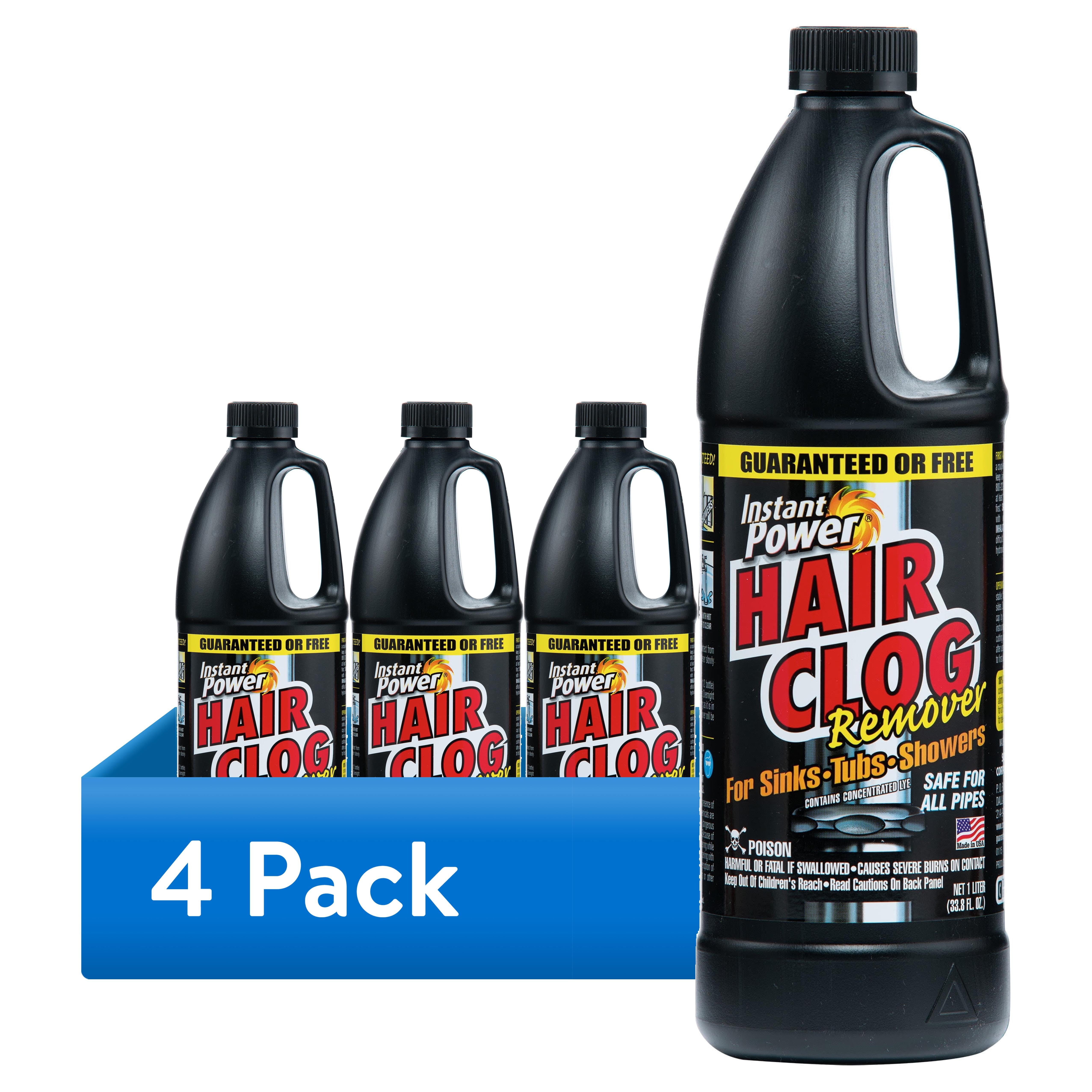 (4 pack) Instant Power Hair Clog Remover, 33.8 Fluid Ounce per Bottle ...