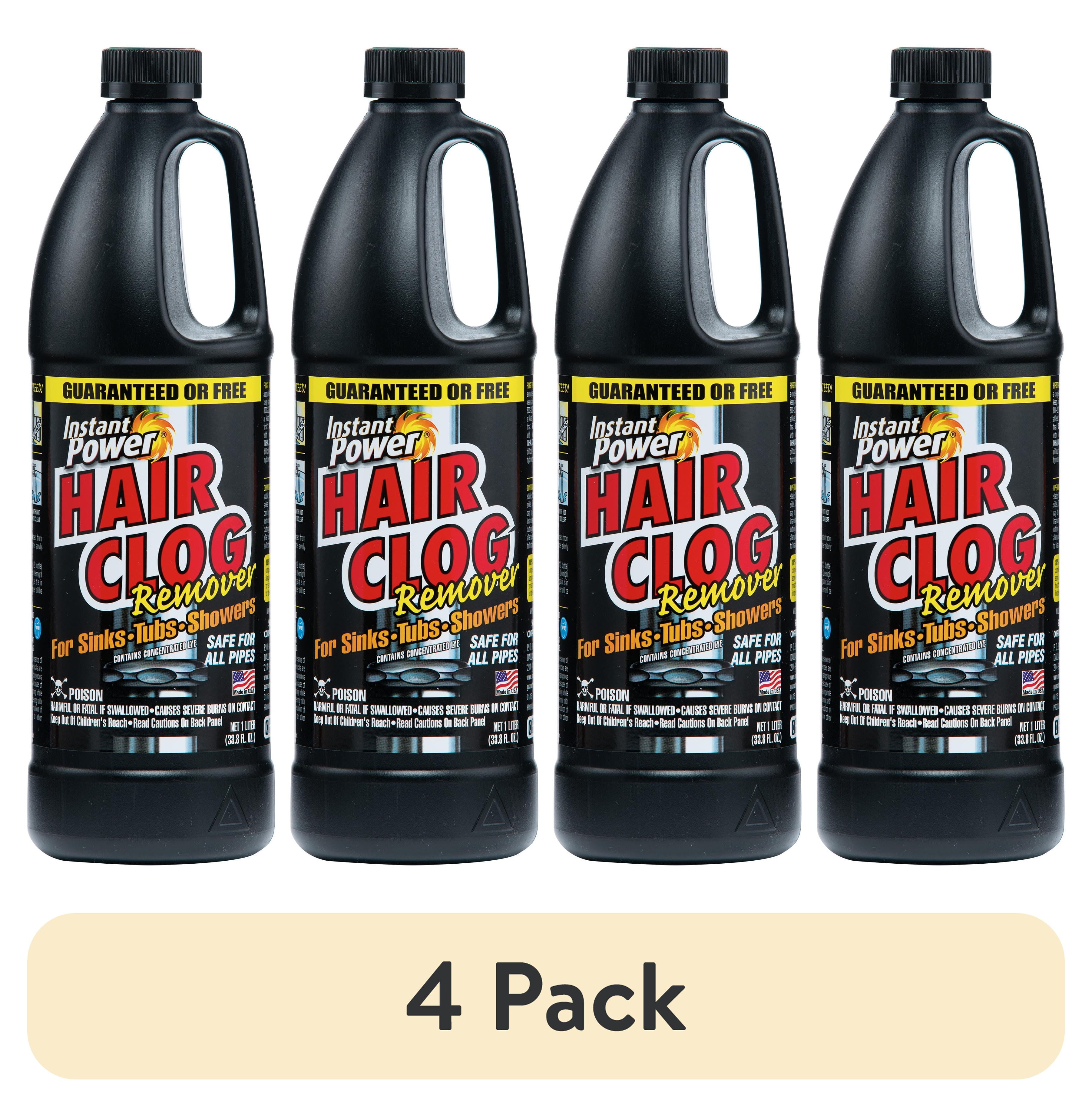 (4 pack) Instant Power Hair Clog Remover, 33.8 Fluid Ounce per Bottle ...