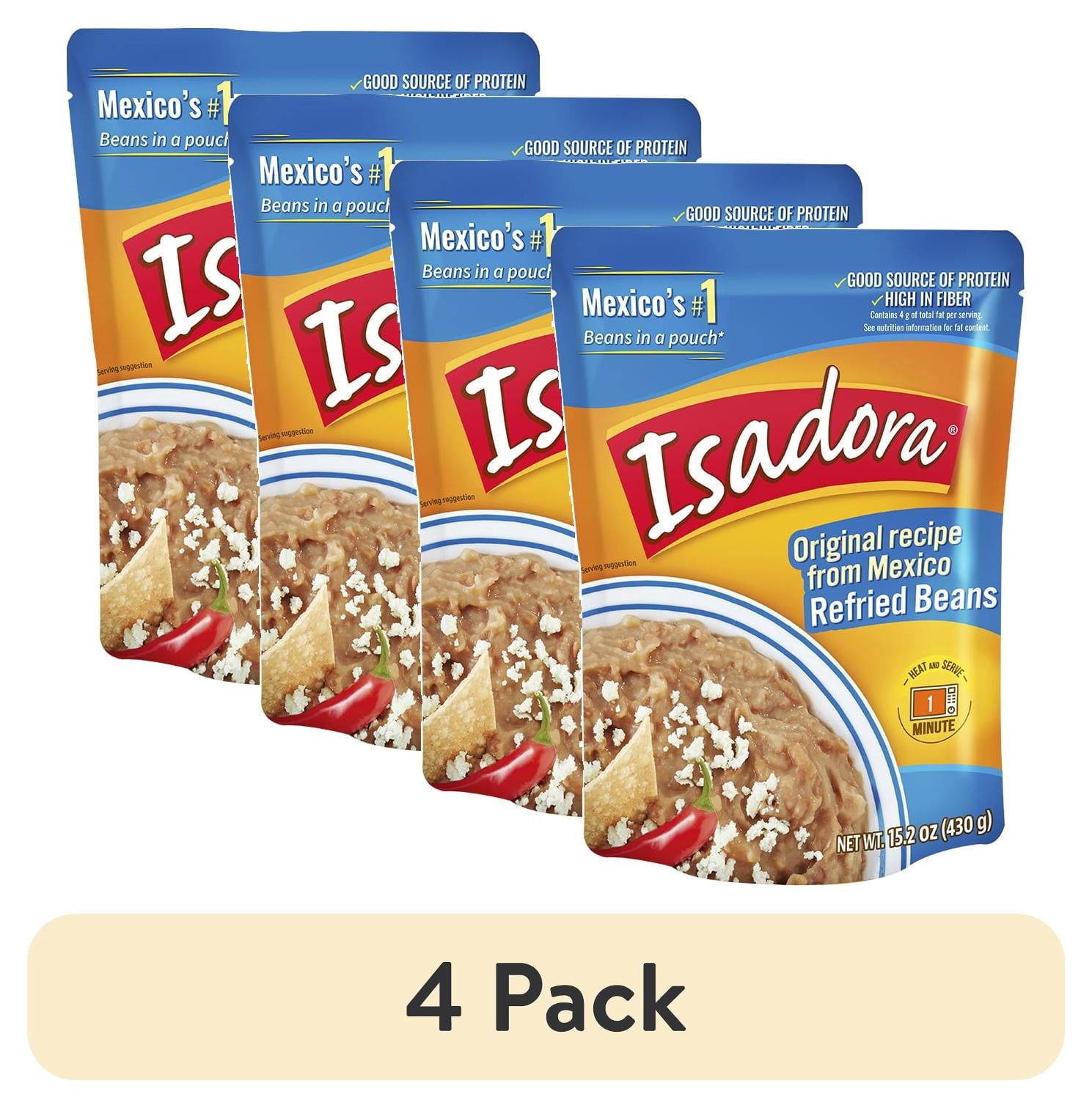 (4 pack) Isadora Original Recipe Refried Beans 15.2 Oz - Walmart.com