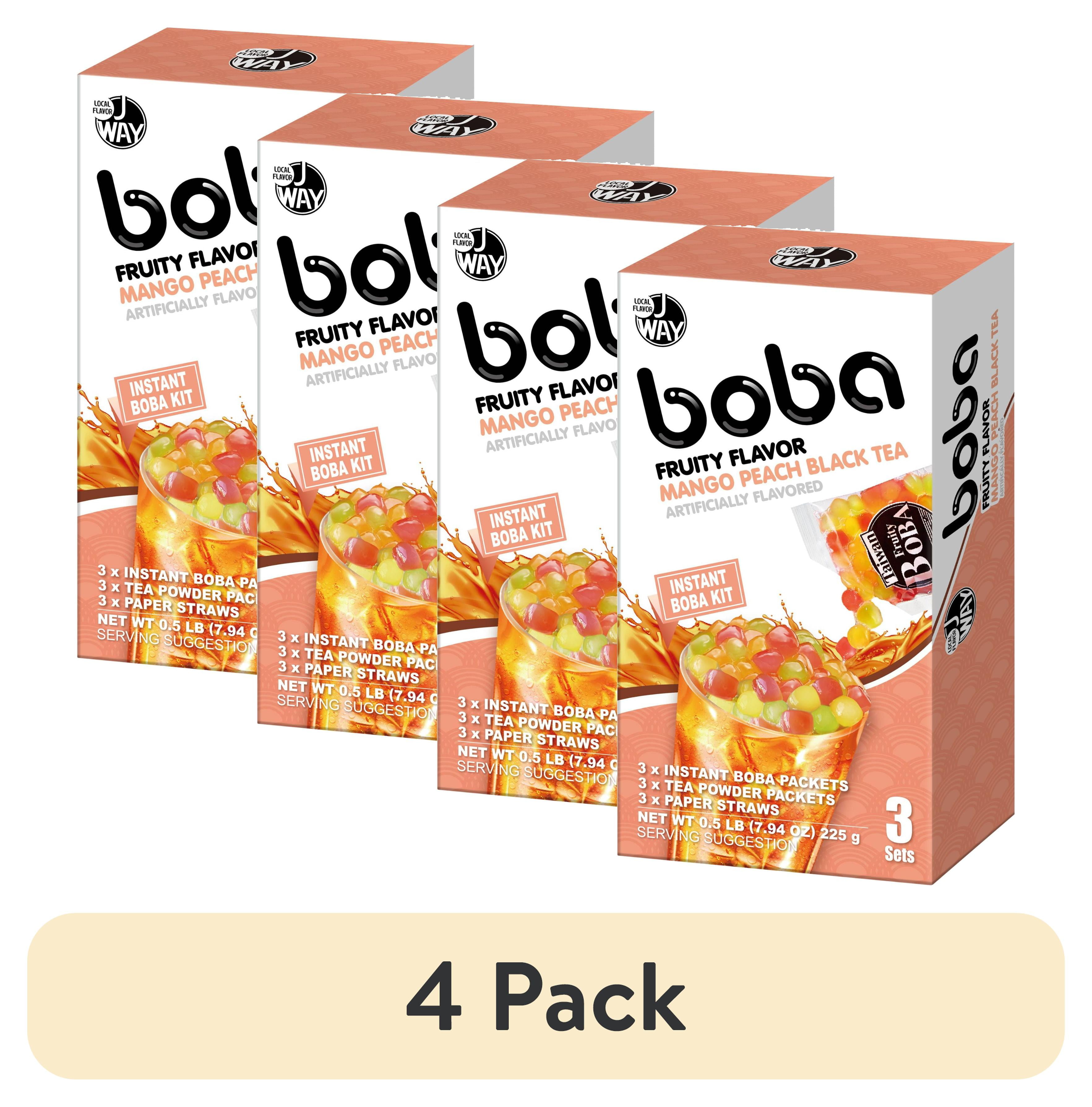 (4 pack) J Way Instant Boba, Mango Peach Black Tea, 3 Drink Kit ...