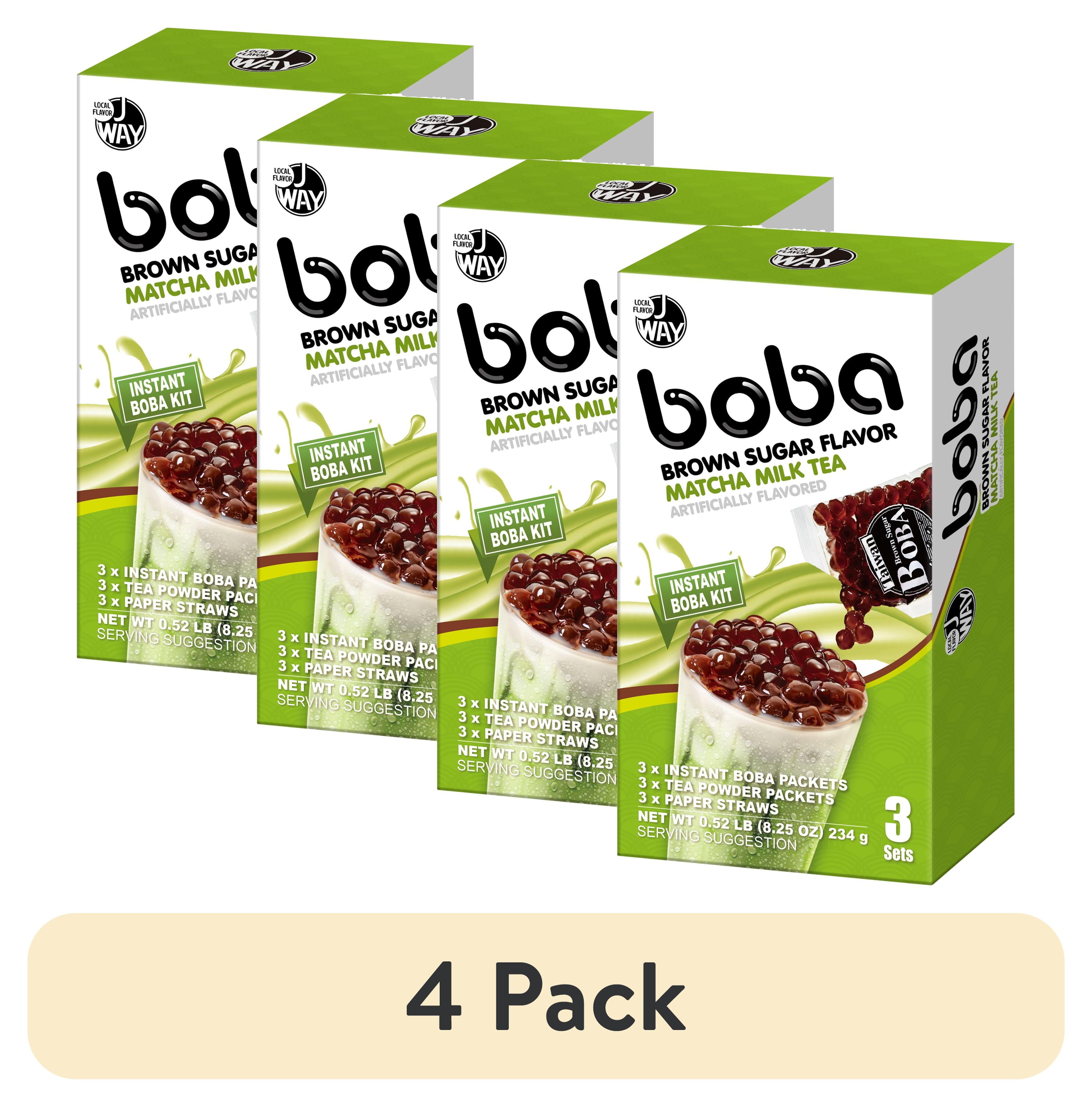 (4 pack) J Way Instant Boba Matcha Milk Tea Set, Matcha Bubble Tea Kit ...