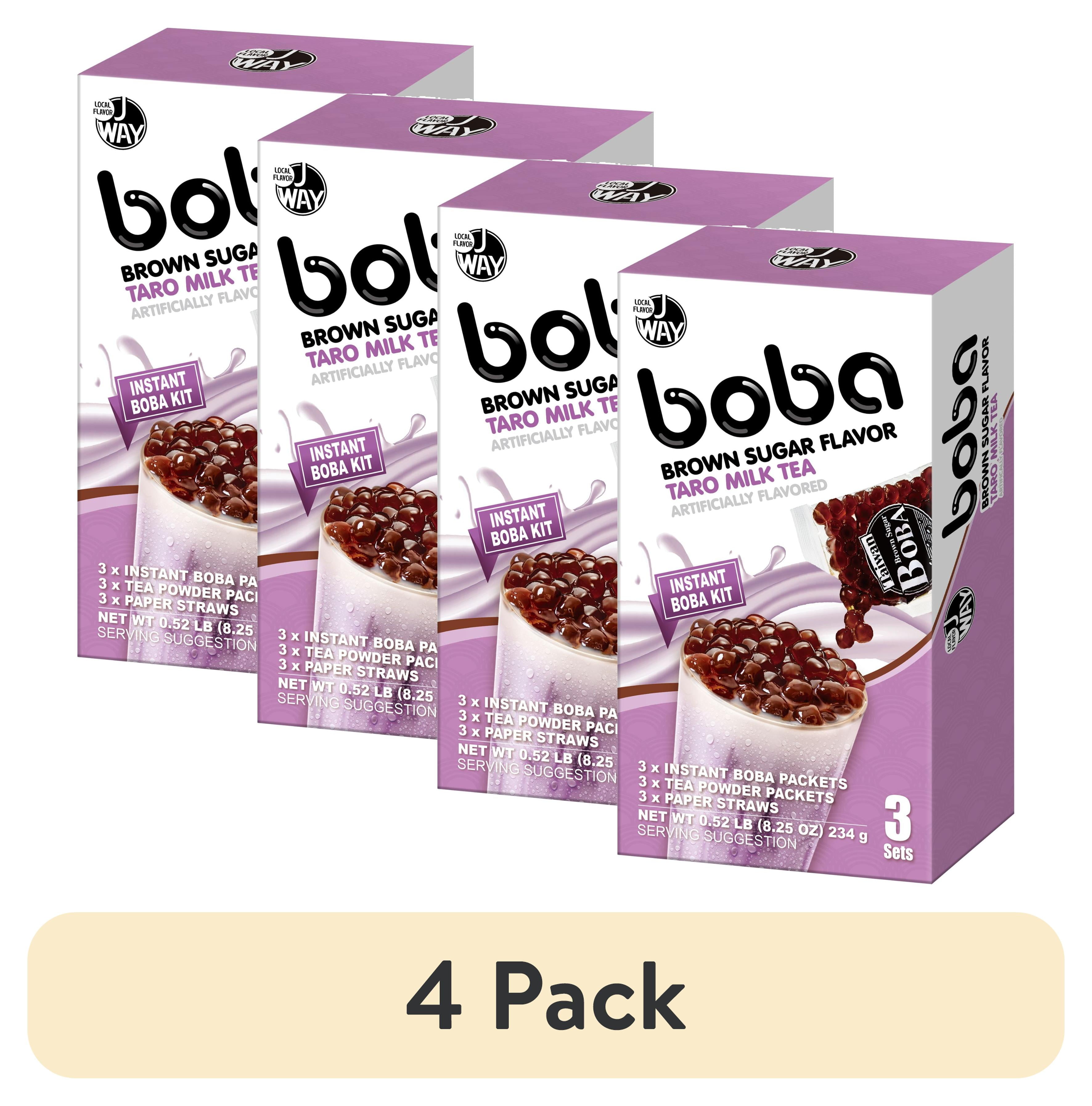 (4 pack) J Way Instant Boba Taro Milk Tea Set, Taro Bubble Tea Kit, 3 ...