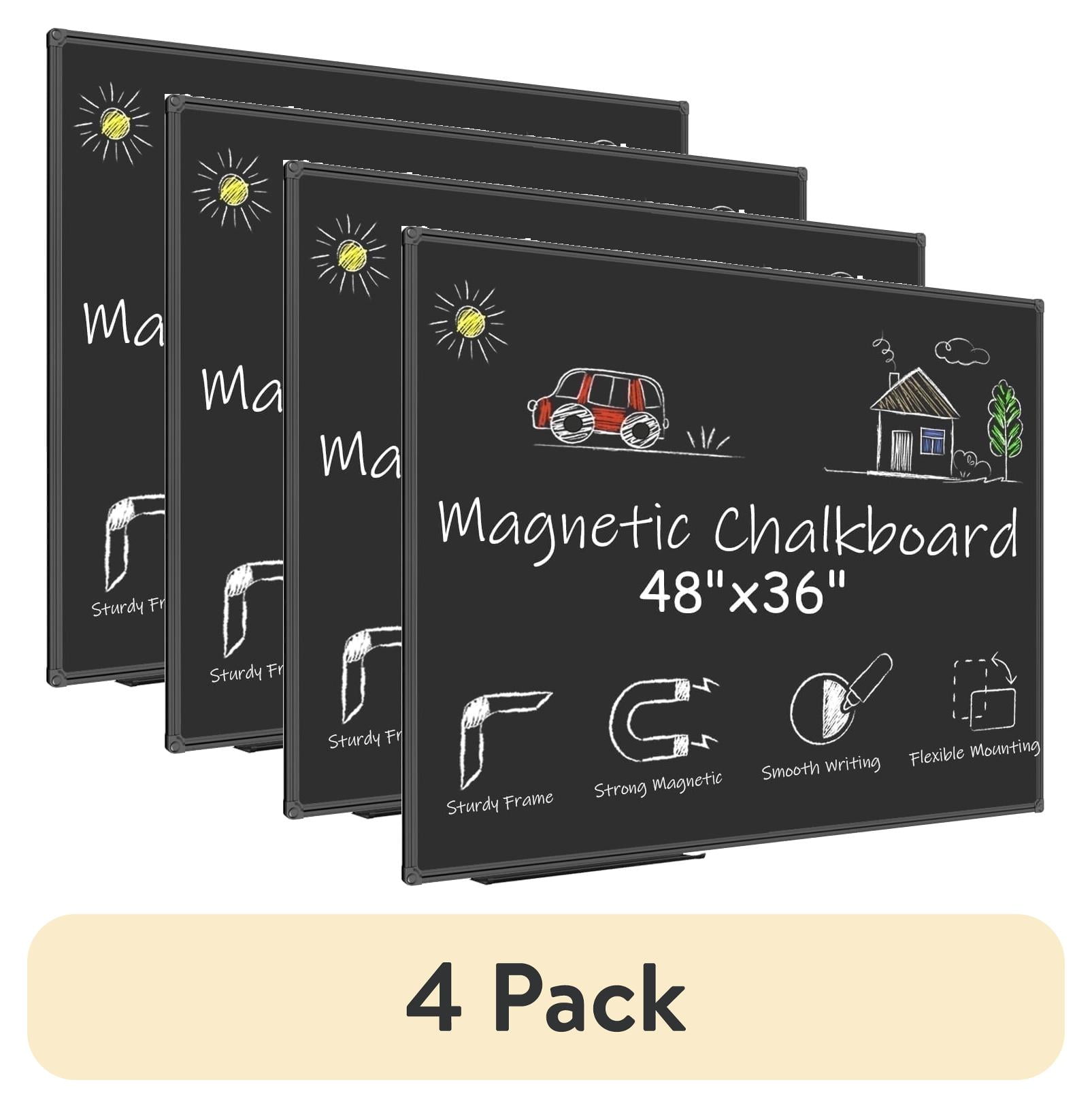(4 pack) JILoffice Magnetic Chalkboard for Wall 48" x 36" Black Chalk ...