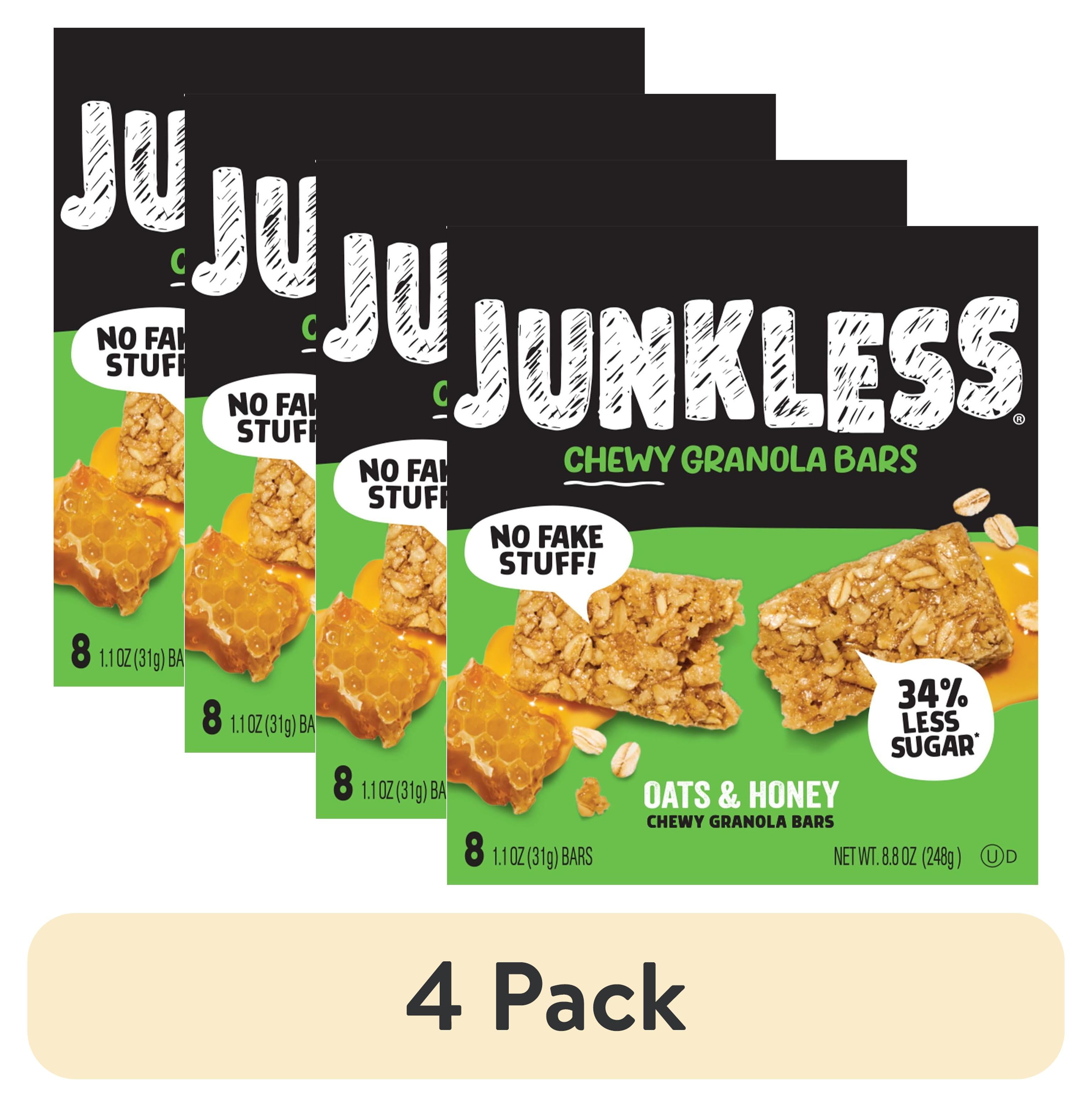 (4 pack) JUNKLESS Chewy Oats & Honey Chewy Granola Snack Bars, 1.1 oz ...