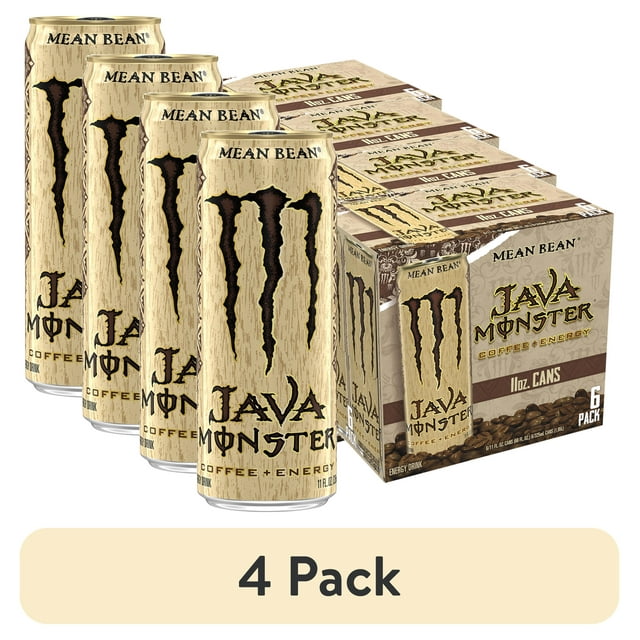 (4 pack) Java Monster, Mean Bean, Coffee + Energy Drink, 11 fl oz, 6 ...