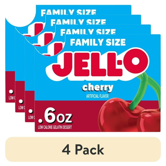 (4 pack) Jell-O Cherry Zero Sugar Low Calorie Gelatin Dessert Mix ...