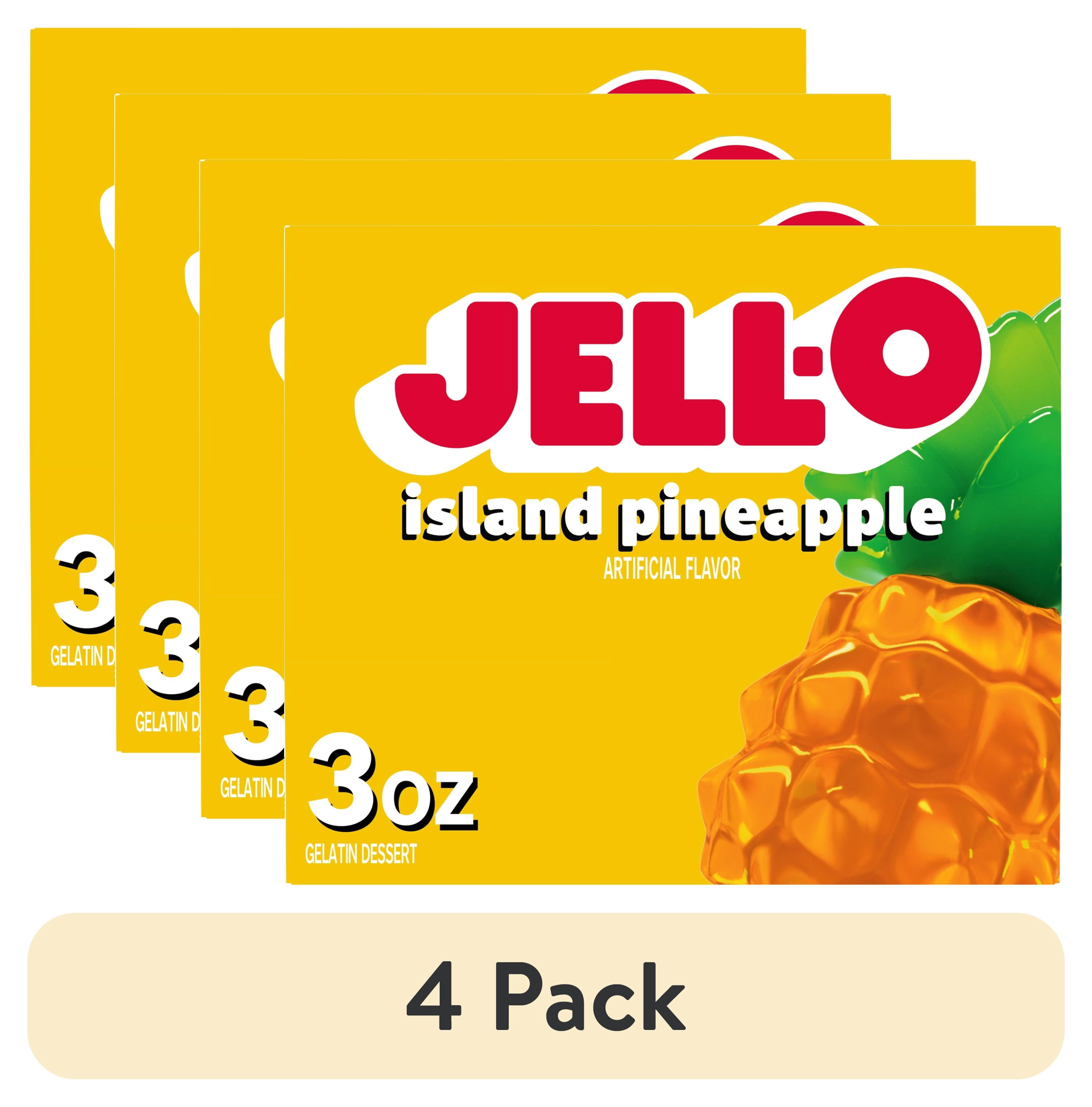 (4 pack) Jell-O Island Pineapple Gelatin Dessert Mix, 3 oz Box ...