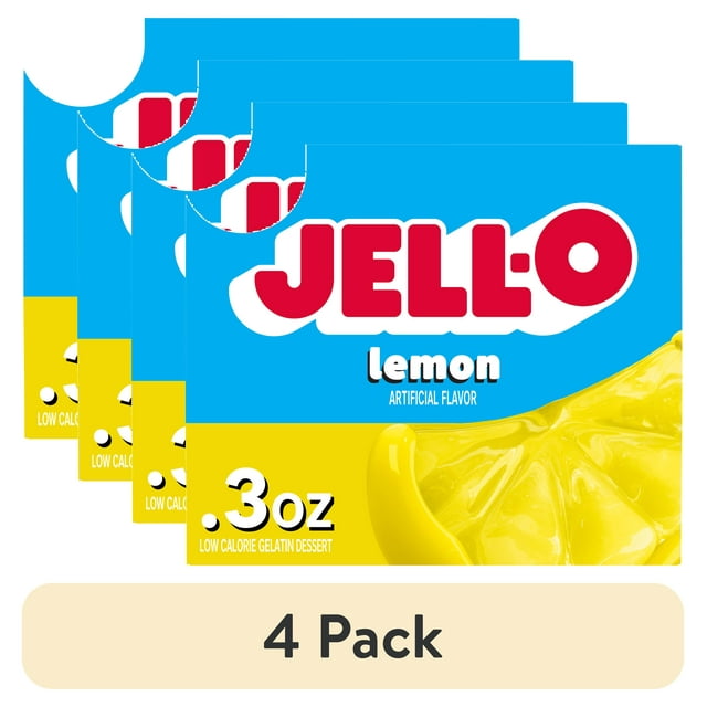 (4 pack) Jell-O Lemon Zero Sugar Gelatin Dessert Mix, 0.3 oz Box ...