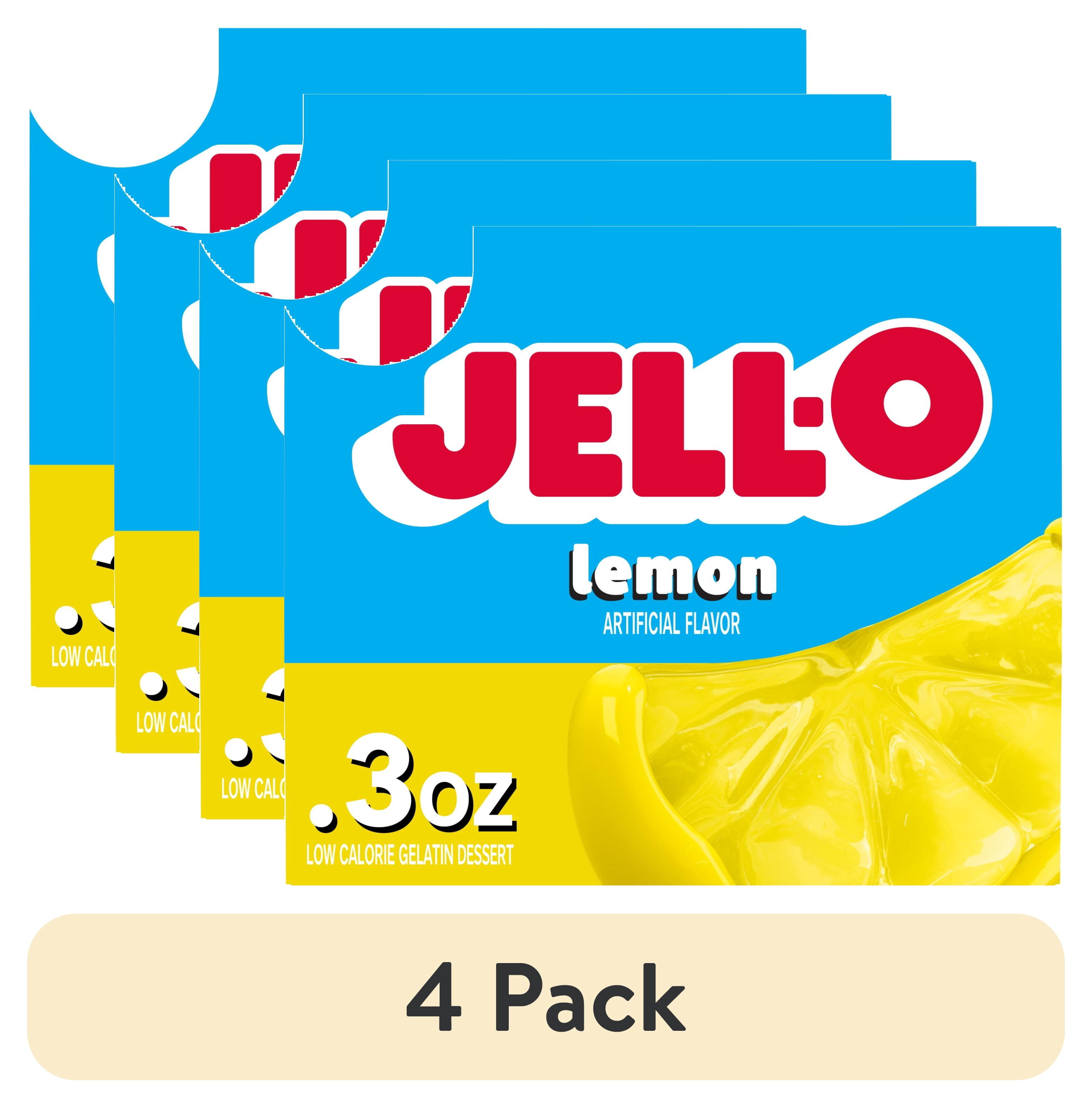 (4 pack) Jell-O Lemon Zero Sugar Gelatin Dessert Mix, 0.3 oz Box ...