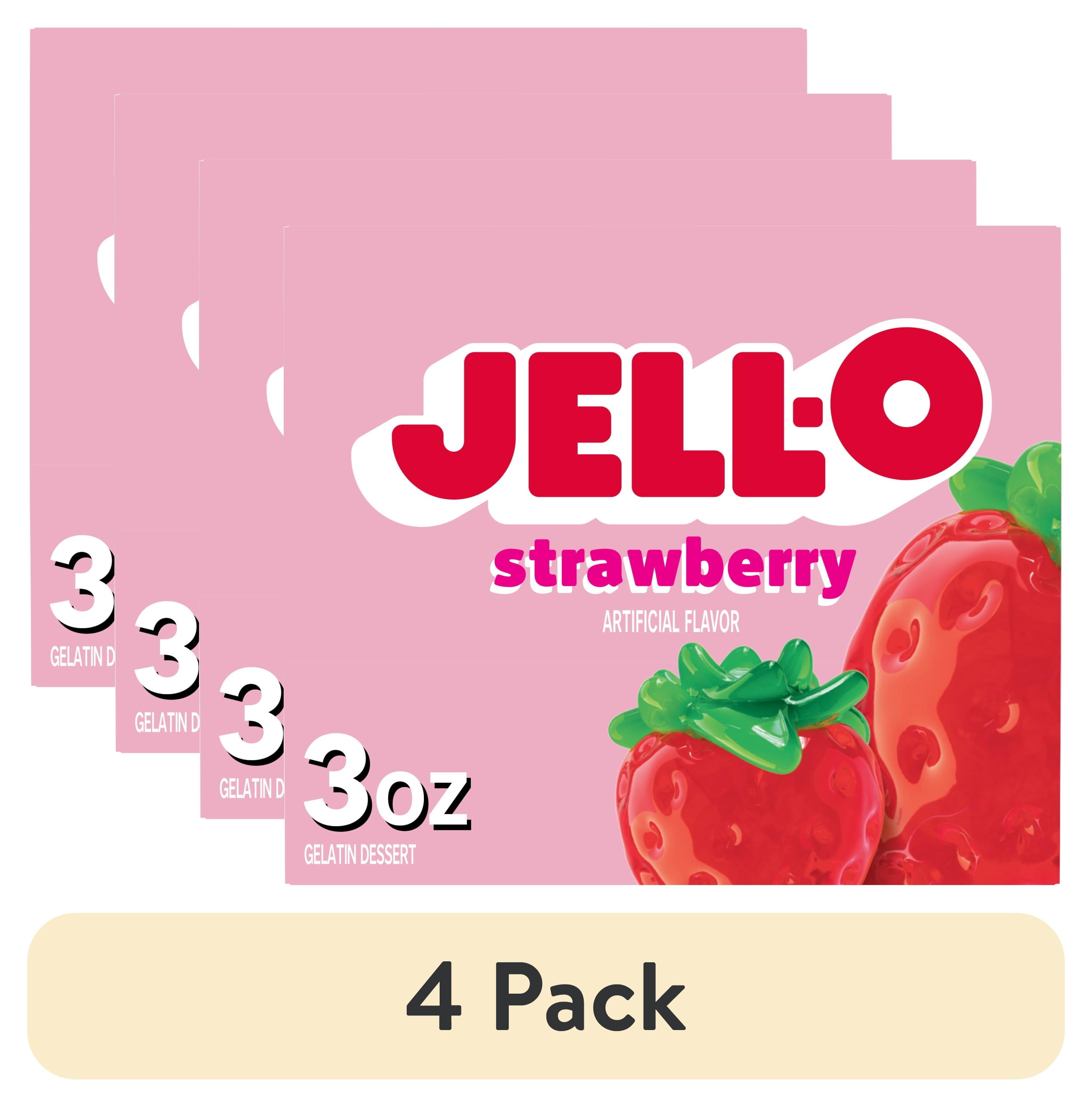 (4 pack) Jell-O Strawberry Gelatin Dessert Mix, 3 oz Box - Walmart.com