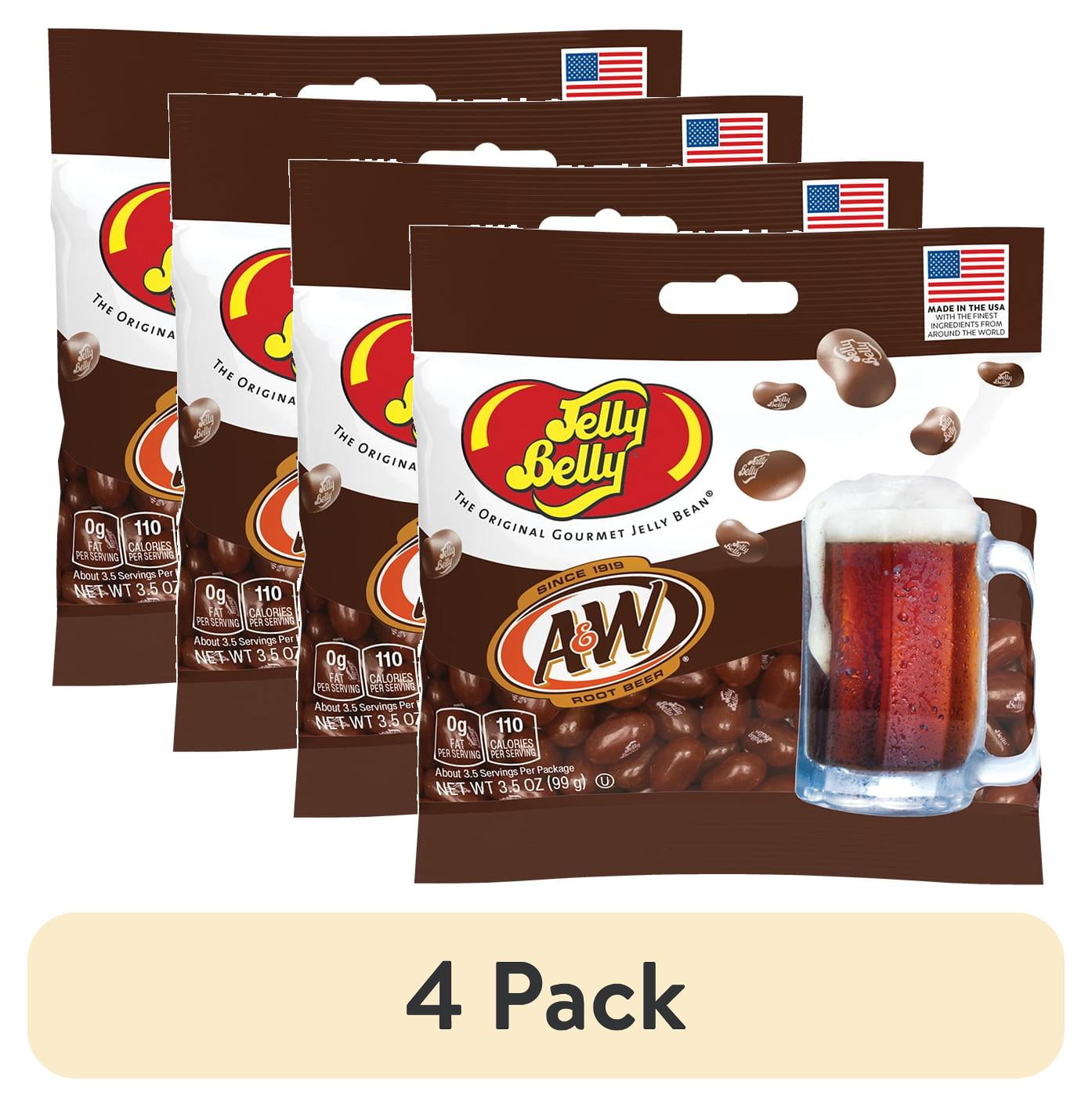 (4 pack) Jelly Belly A&W Root Beer Jelly Beans - 3.5 oz Grab & Go® Bags ...