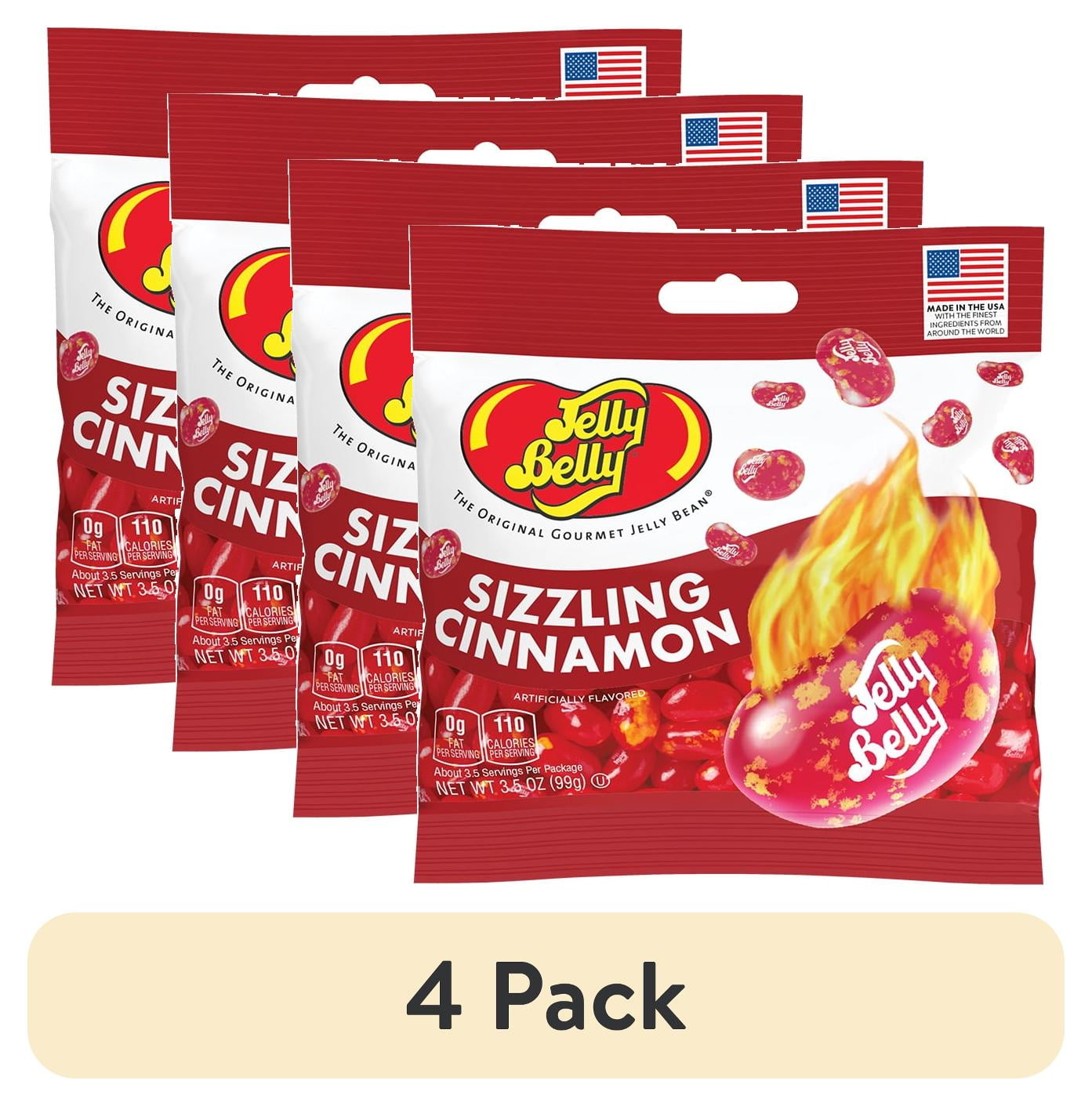 (4 pack) Jelly Belly Sizzling Cinnamon Jelly Beans - 3.5 oz Grab & Go ...