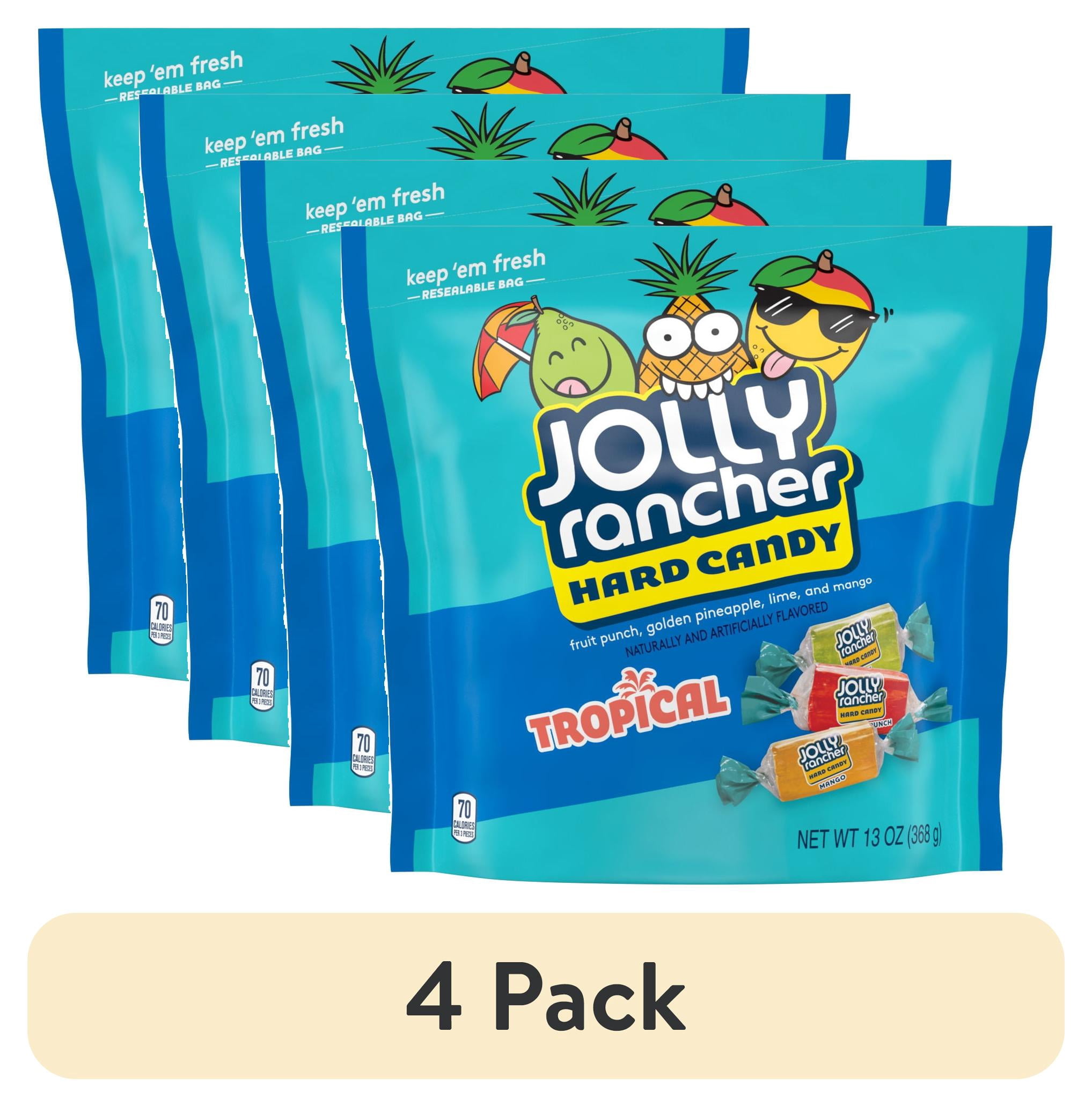 (4 pack) Jolly Rancher Assorted Tropical Fruit Flavored Hard Candy, Bag ...