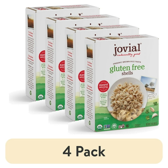 (4 pack) Jovial 100% Organic Gluten-Free Brown Rice Shells Pasta, 12 oz ...