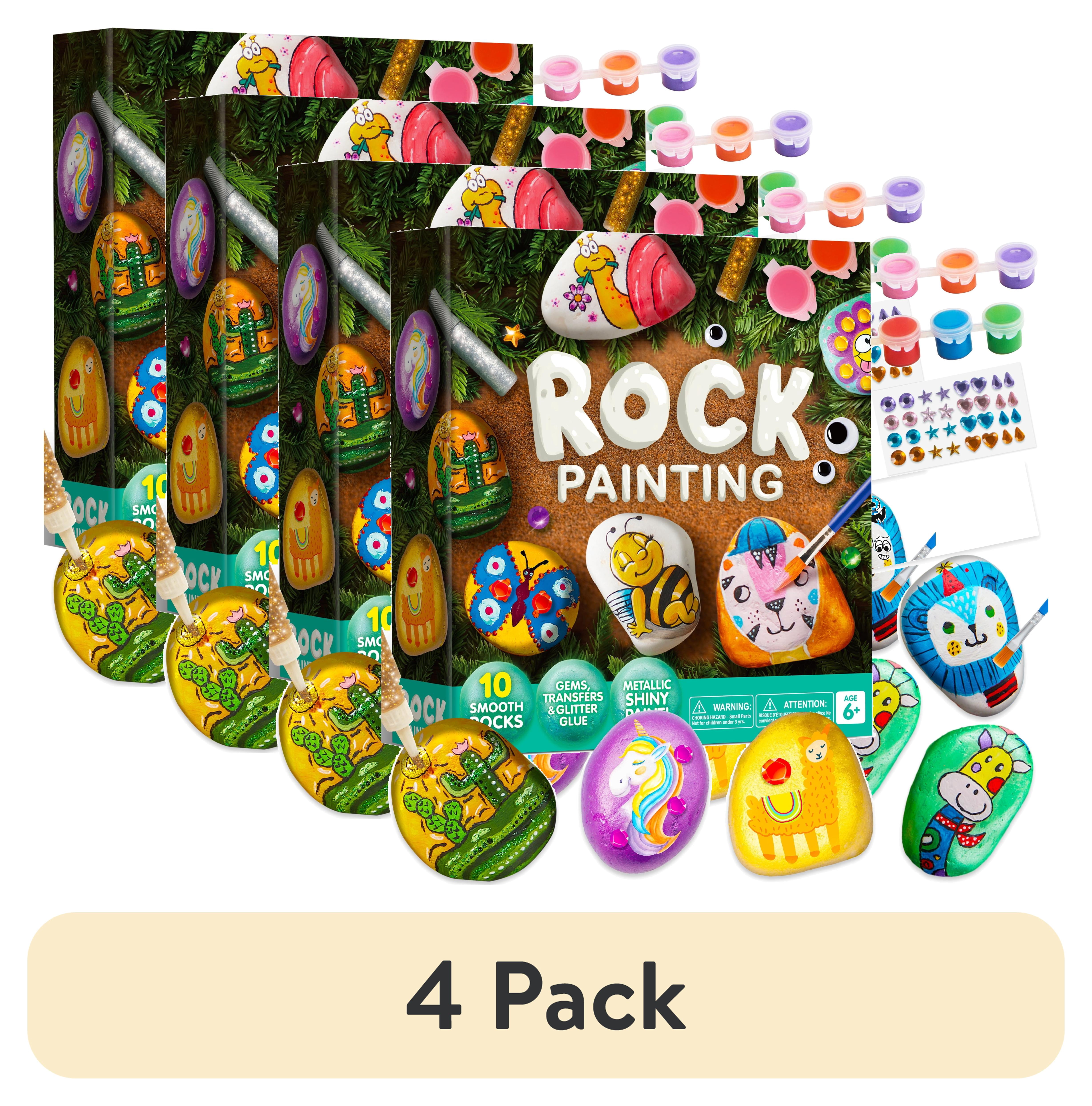 (4 pack) Joyfy 10 Pcs Rock Painting Kit for Kids Ages 6-8-12,Home ...