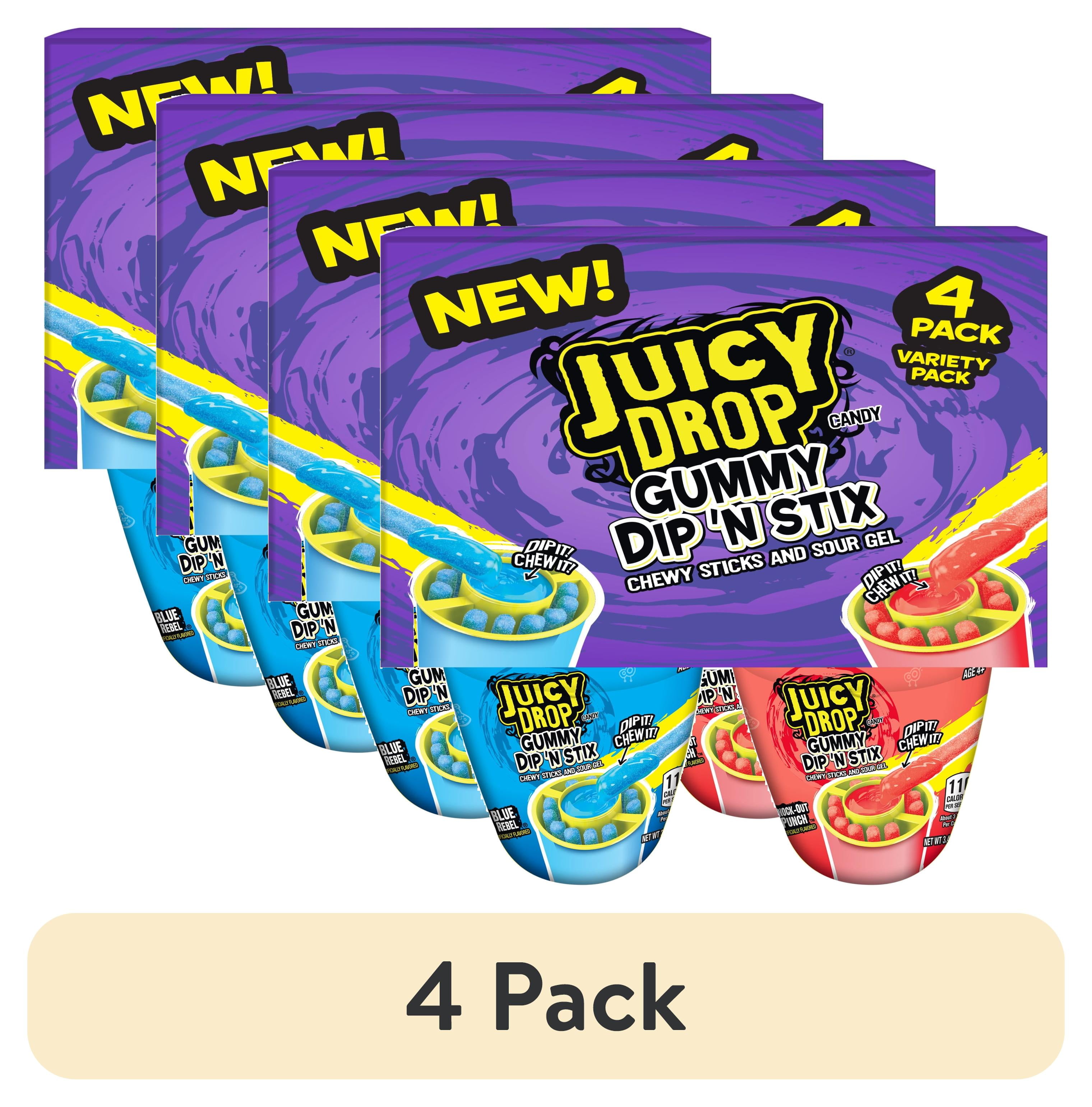 (4 pack) Juicy Drop, Gummies Dip 'N Stix, Gluten-Free, Fruit Flavored ...