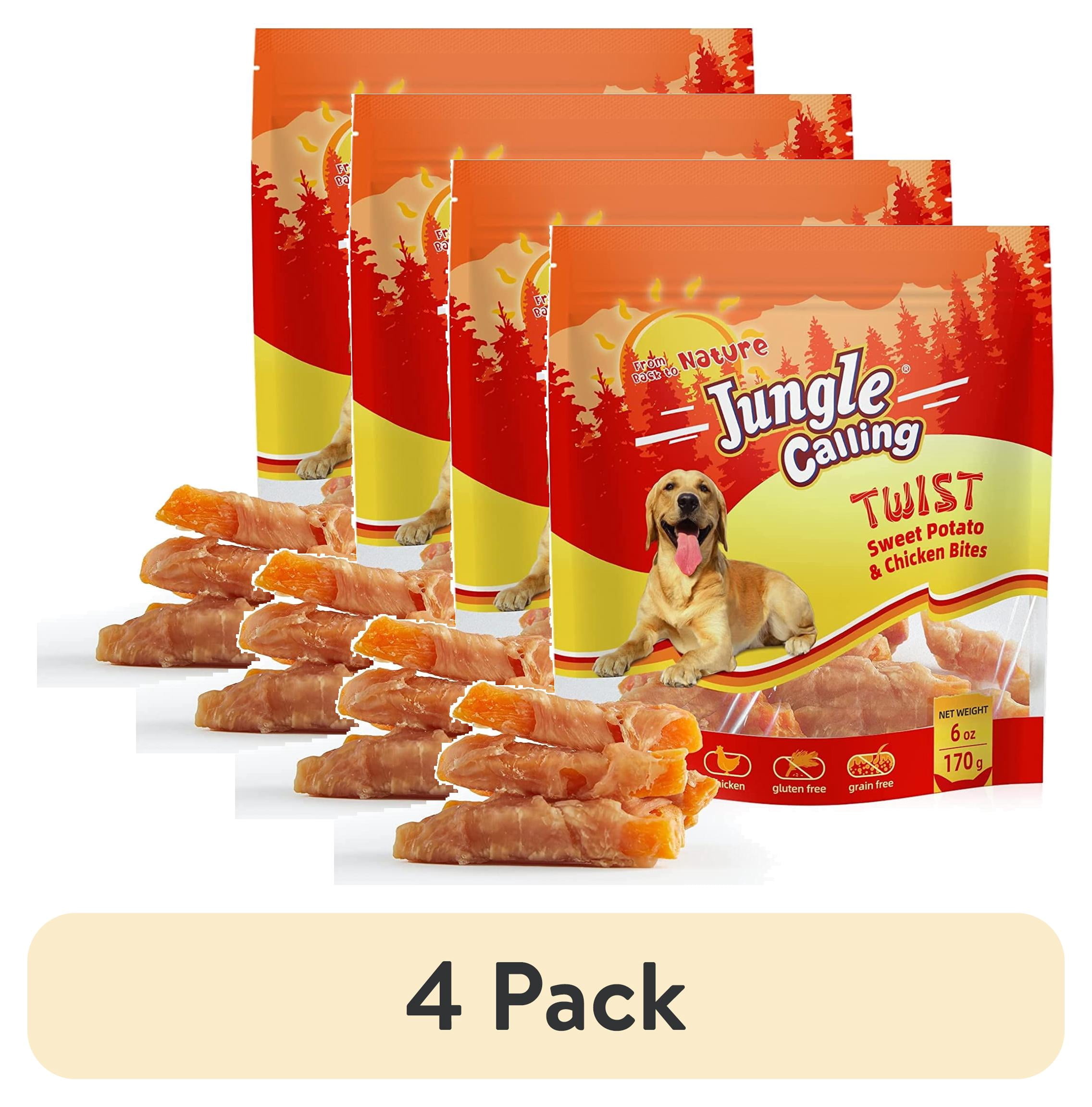 (4 pack) Jungle Calling Dog Treats, Skinless Chicken Wrapped Sweet ...