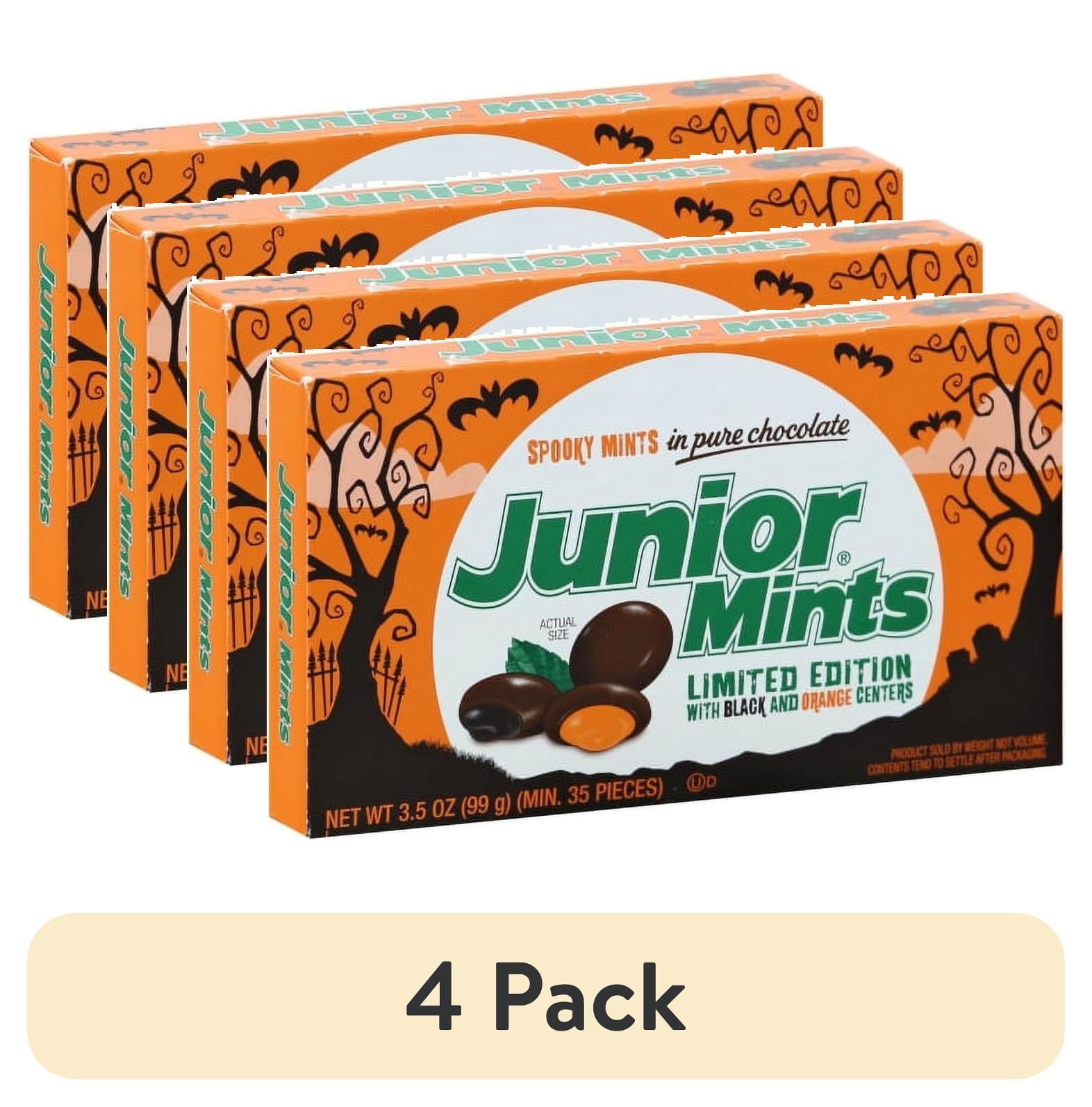 (4 pack) Junior Mint, Spooky Chocolate Covered Mints, 3.5 oz. Peanut ...