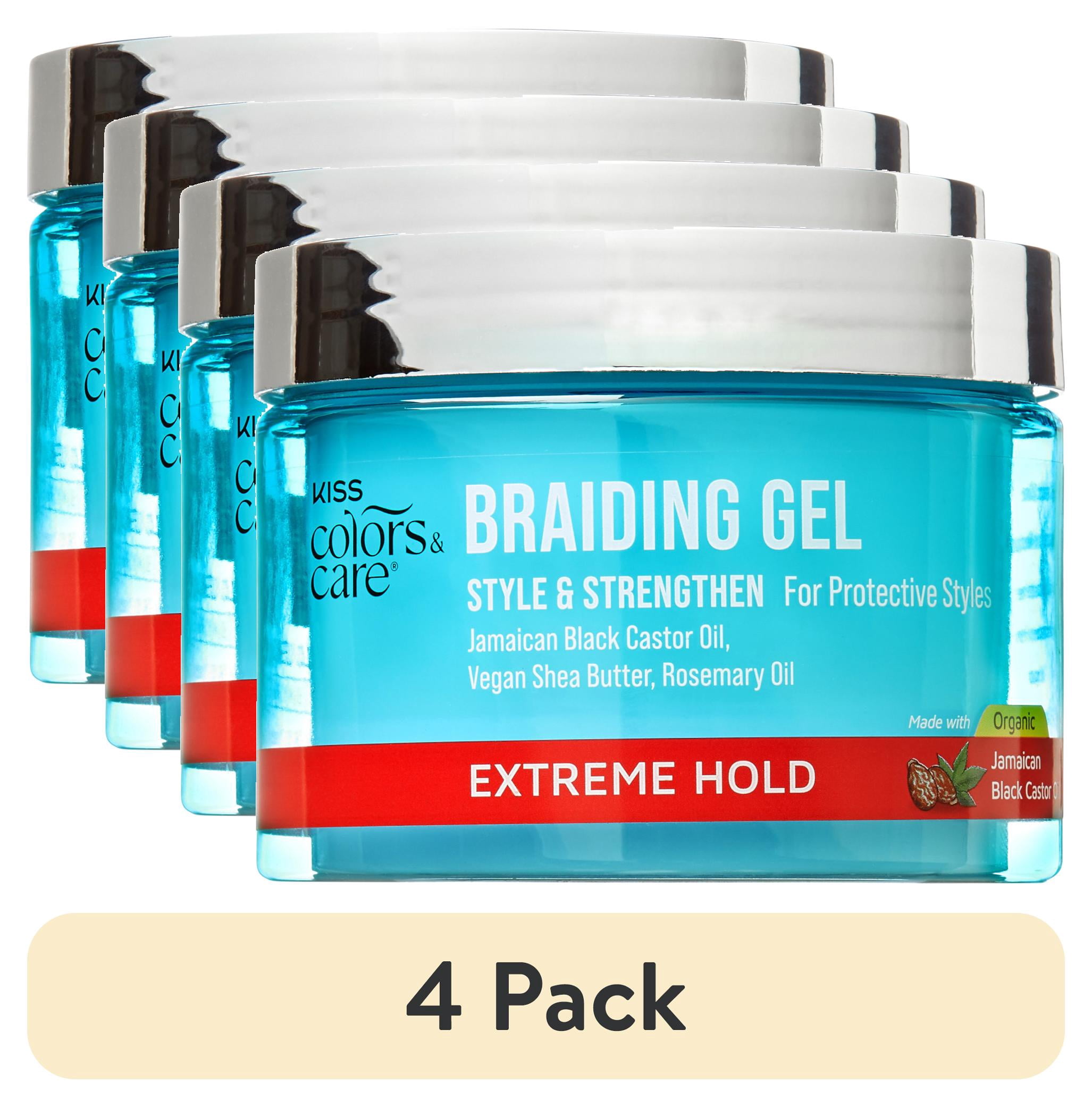 (4 pack) KISS Colors & Care Braiding Gel, Extreme Hold, Nourishing ...