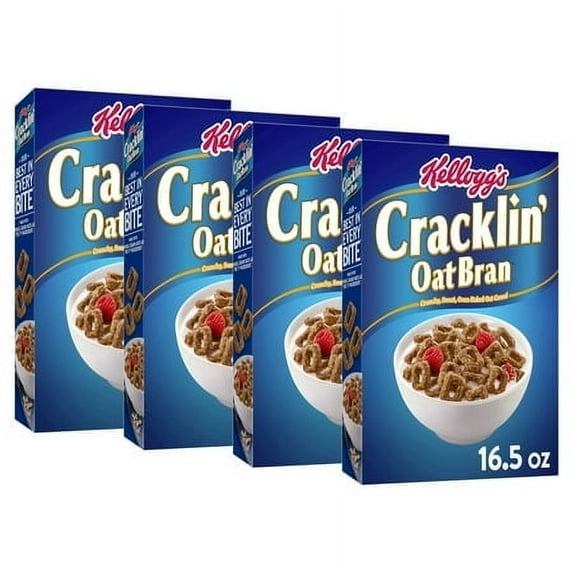 (4 pack) Kellogg's Cracklin' Oat Bran Breakfast Cereal, Family Cereal ...