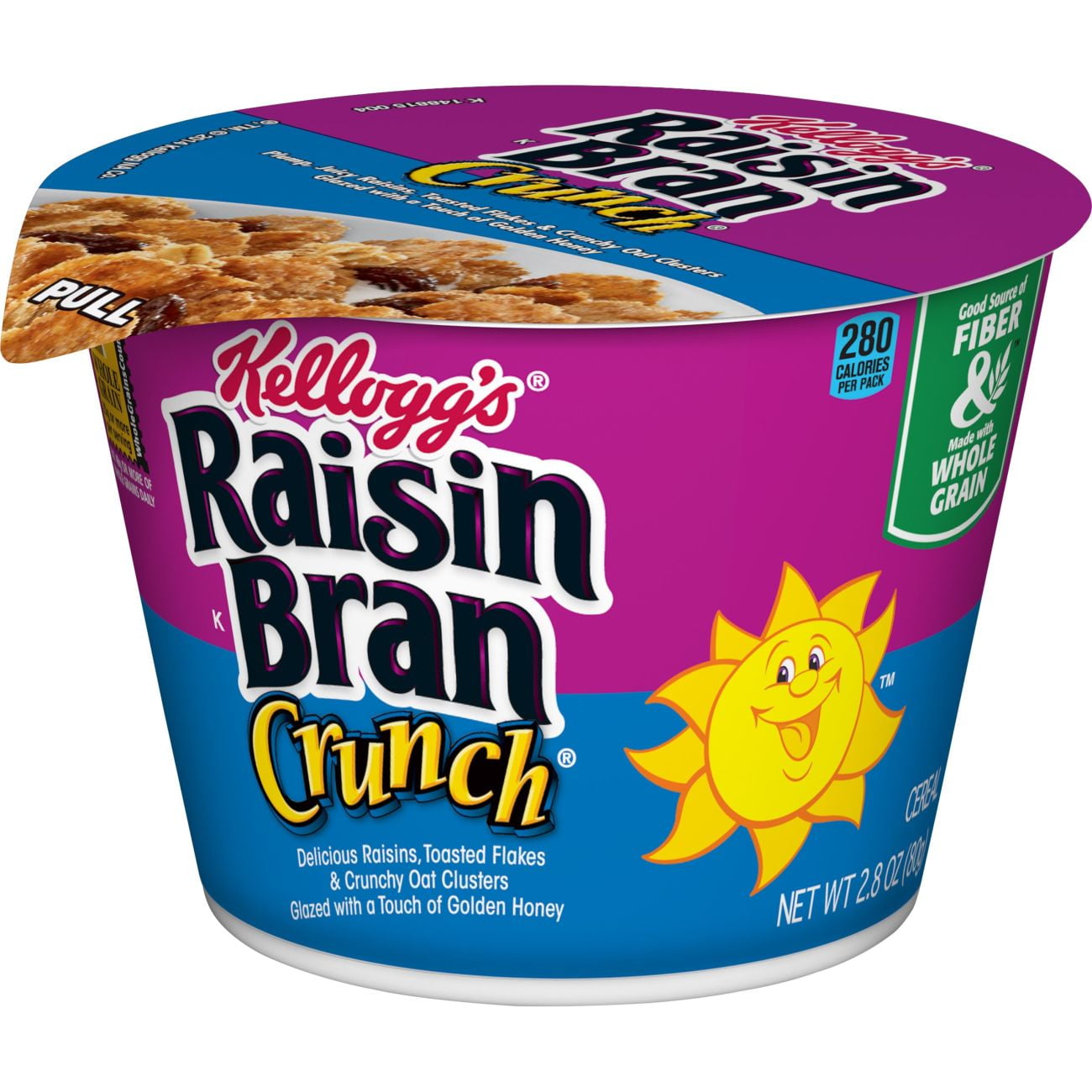 (4 pack) Kellogg's Raisin Bran Crunch Breakfast Cereal Cups, Family ...