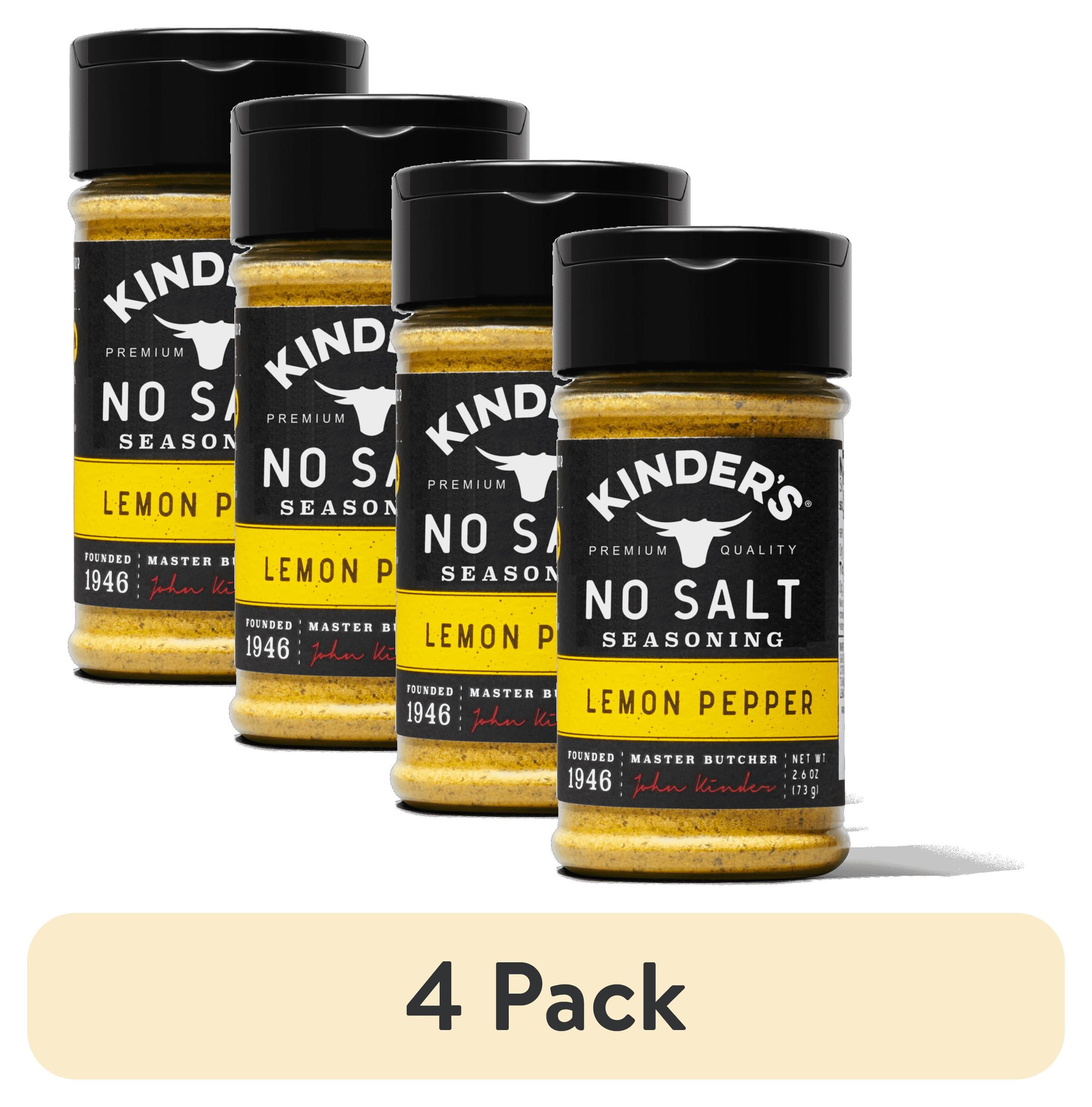 (4 pack) Kinder's Lemon Pepper No Salt Seasoning & Rub, 2.6 oz ...