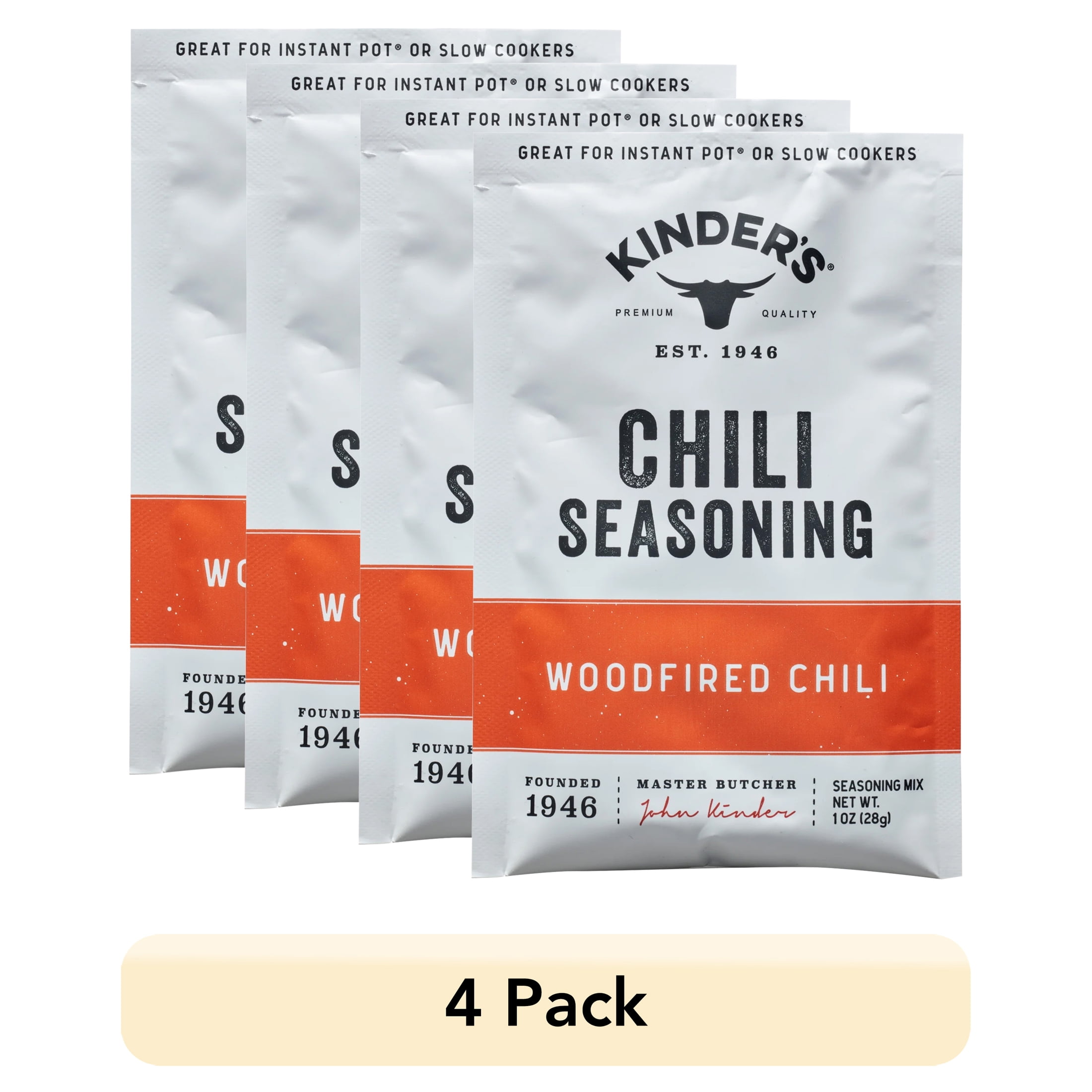 (4 pack) Kinder's Woodfired Chili Seasoning for Slow Cooking, 1 oz ...