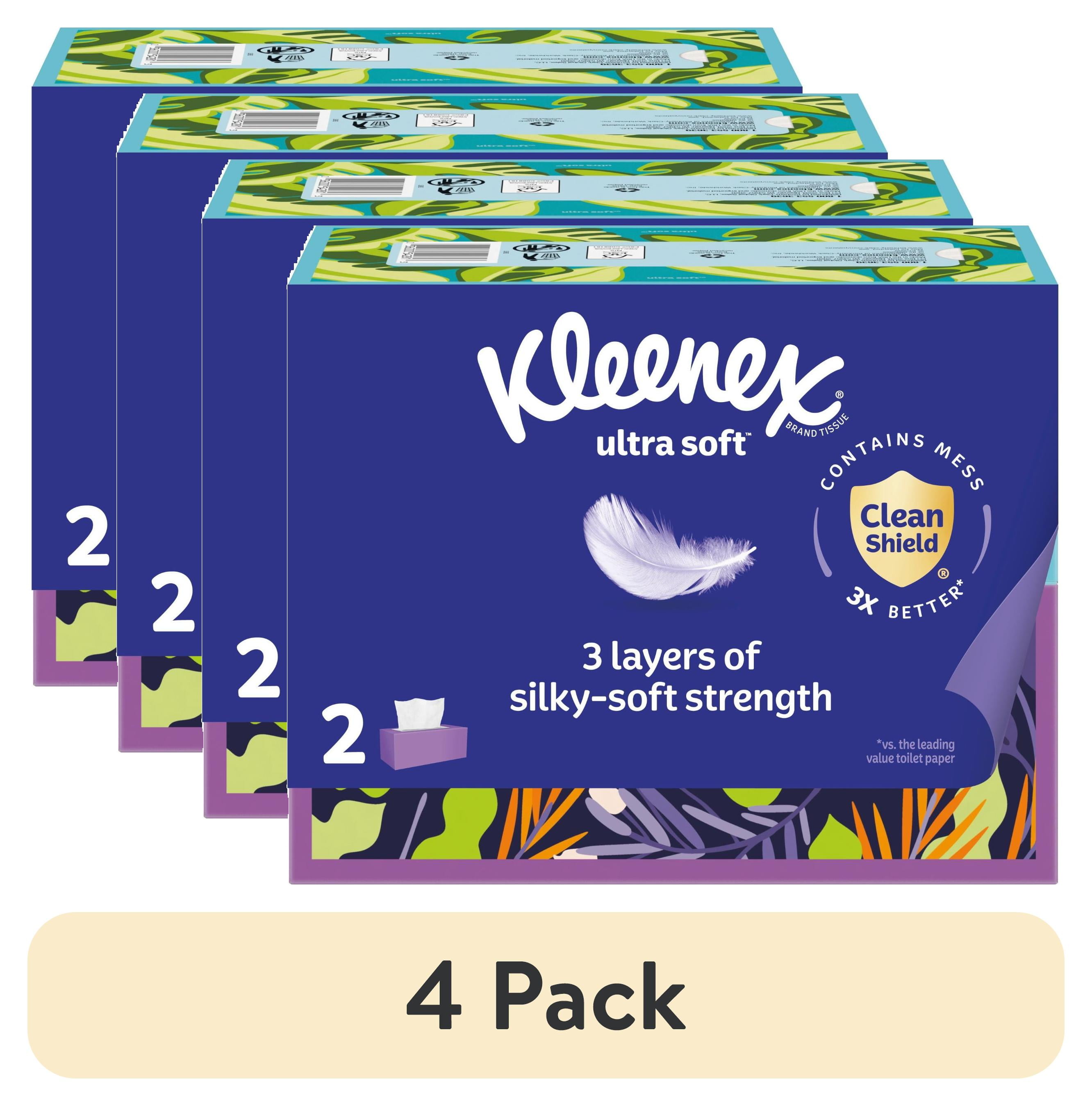 (4 pack) Kleenex Ultra Soft Facial Tissues, 2 Flat Boxes, 120 Tissues per Box, 3-Ply - Walmart.com